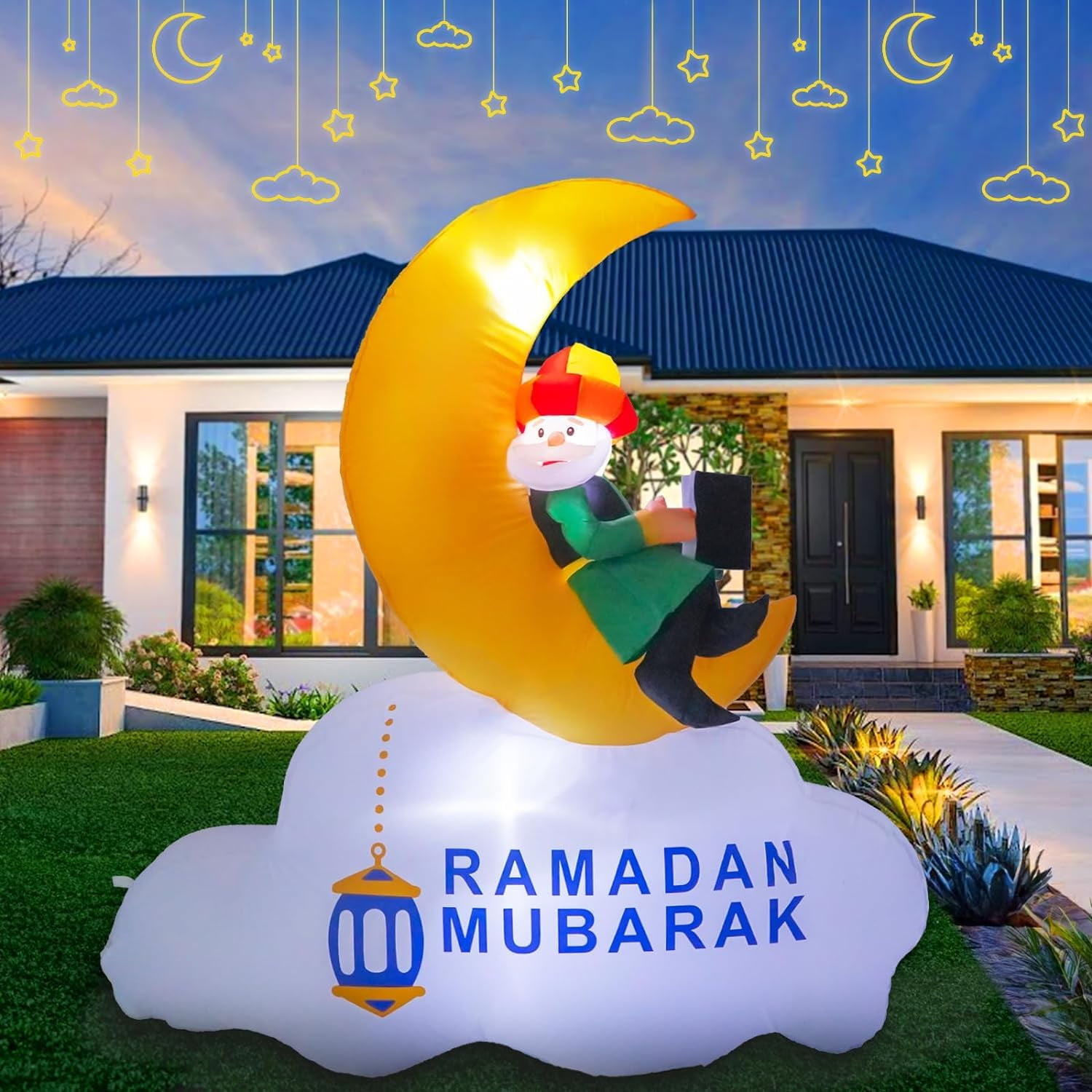 Dawdix 5FT Inflatable Ramadan Decorations, Blow Up Ramadan Crescent ...