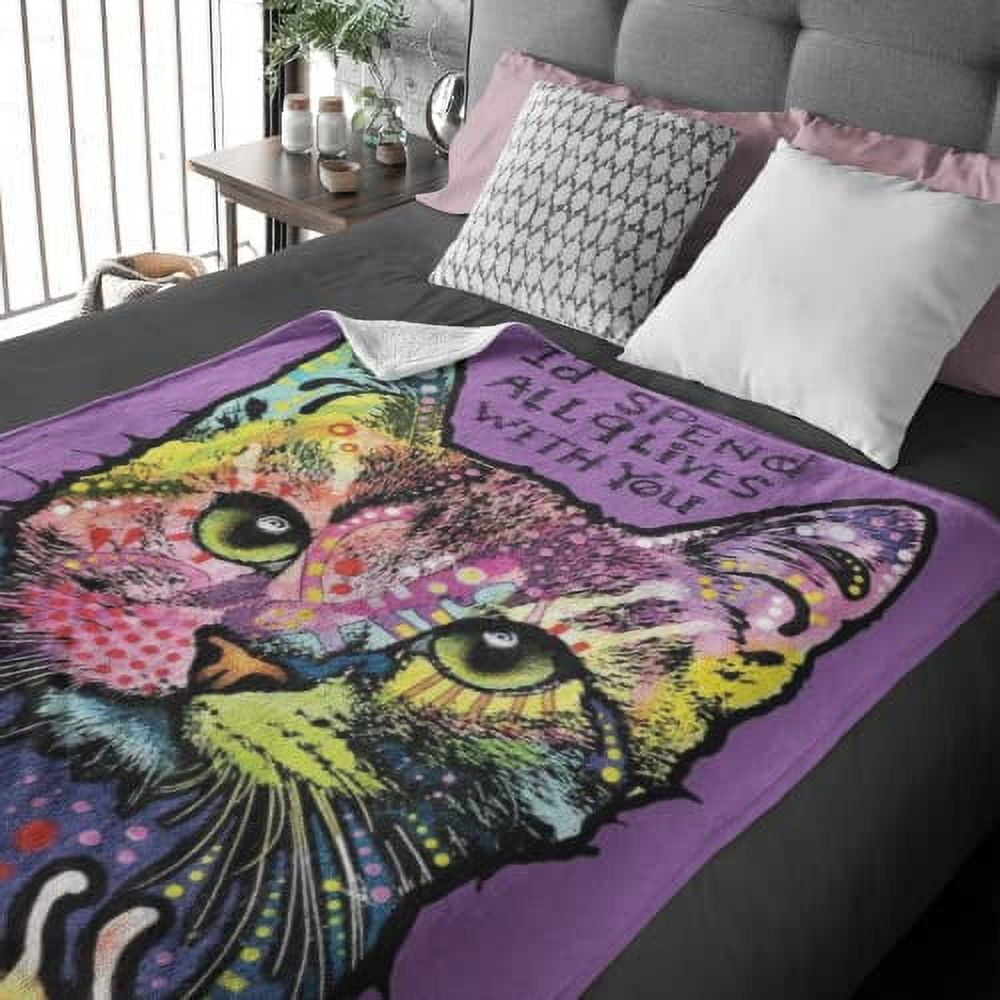 Dawhud Direct Dean Russo Super Soft 9 Lives Cat Fleece Throw Blanket ...