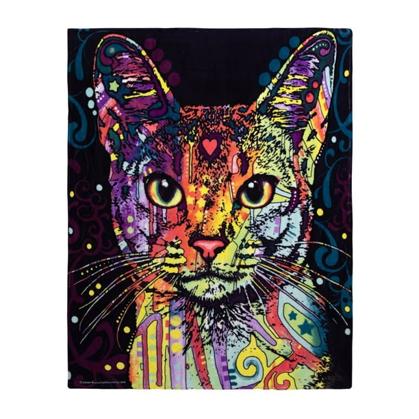 Dawhud Direct Dean Russo Confident Cat Printed Ultrasoft Fleece Throw ...