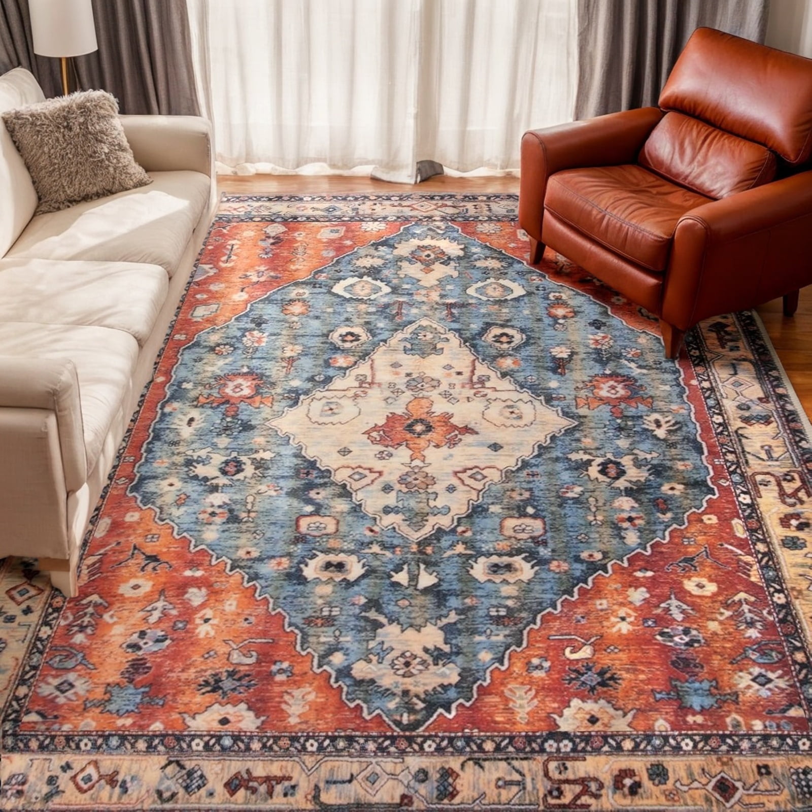 Dawing 6'x9' Large Rugs for Living Room,Boho Machine Washable 6x9 Area ...