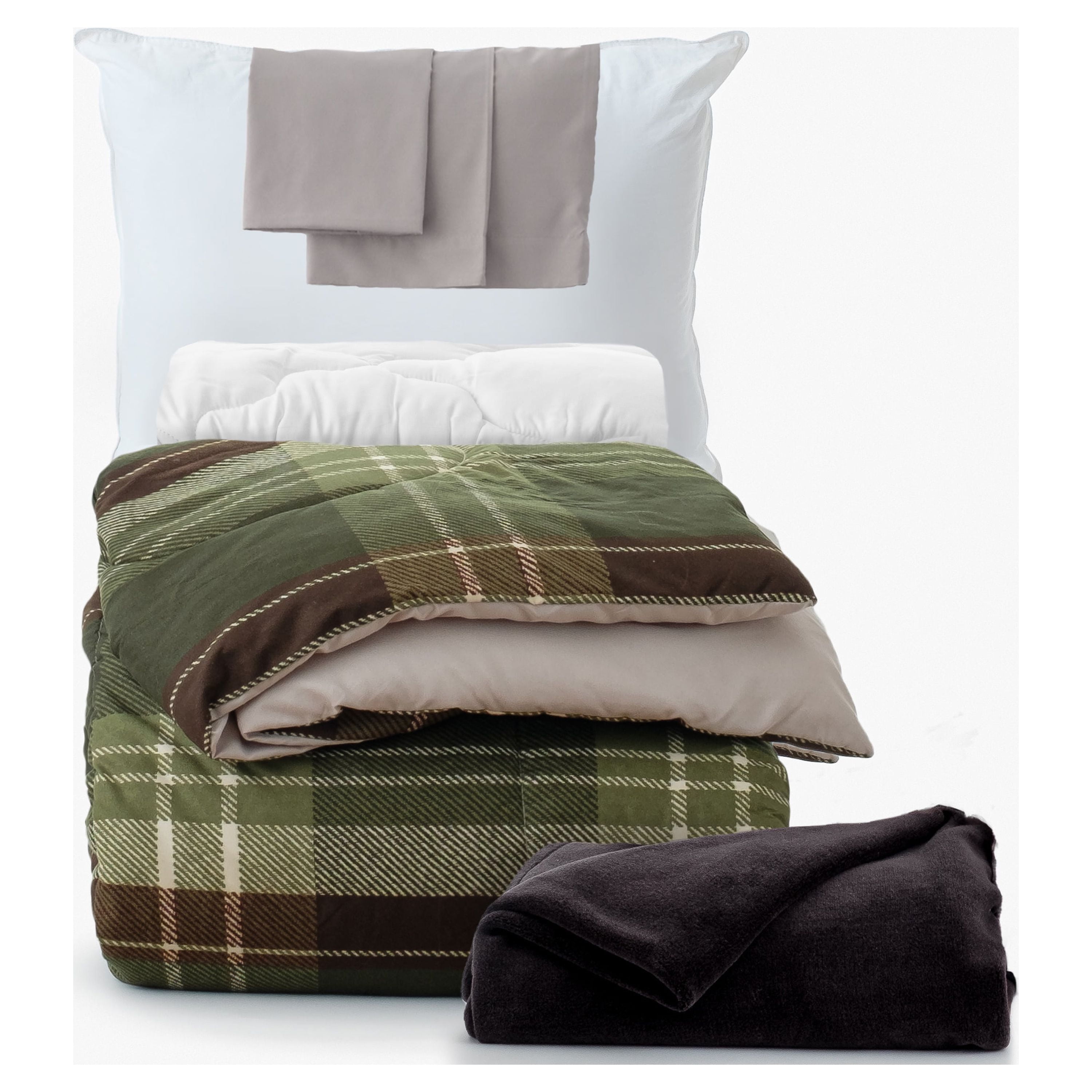 Dawn 7 Piece Bryce Forest Plaid Comforter Bedding Set, Twin Xl ...