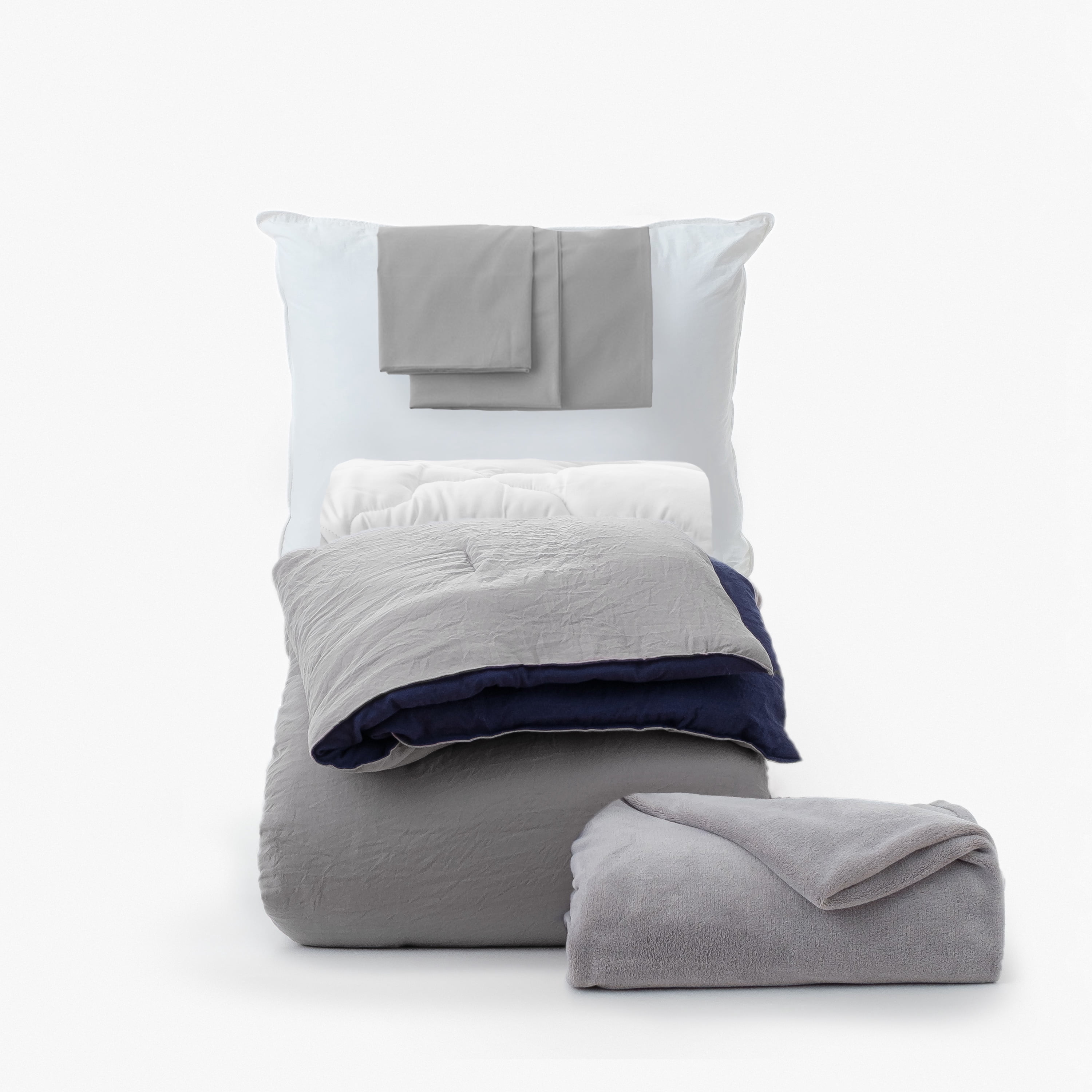 Dawn 7-Piece College Dorm Bedding Bundle in Washed Blue & Gray, Twin XL ...
