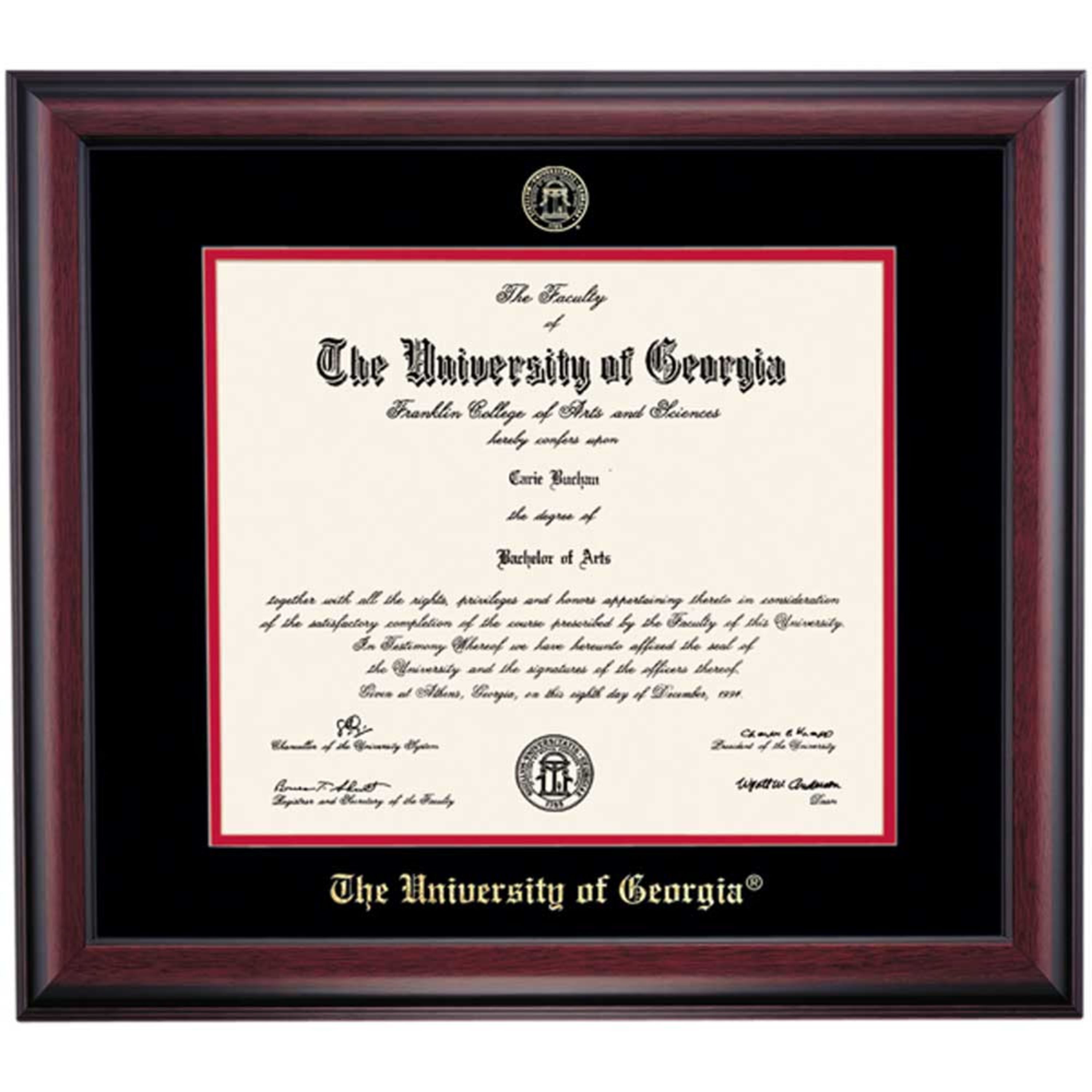 Dawn Diploma Frame for University of Georgia UGA, 19" x 21" Diploma ...