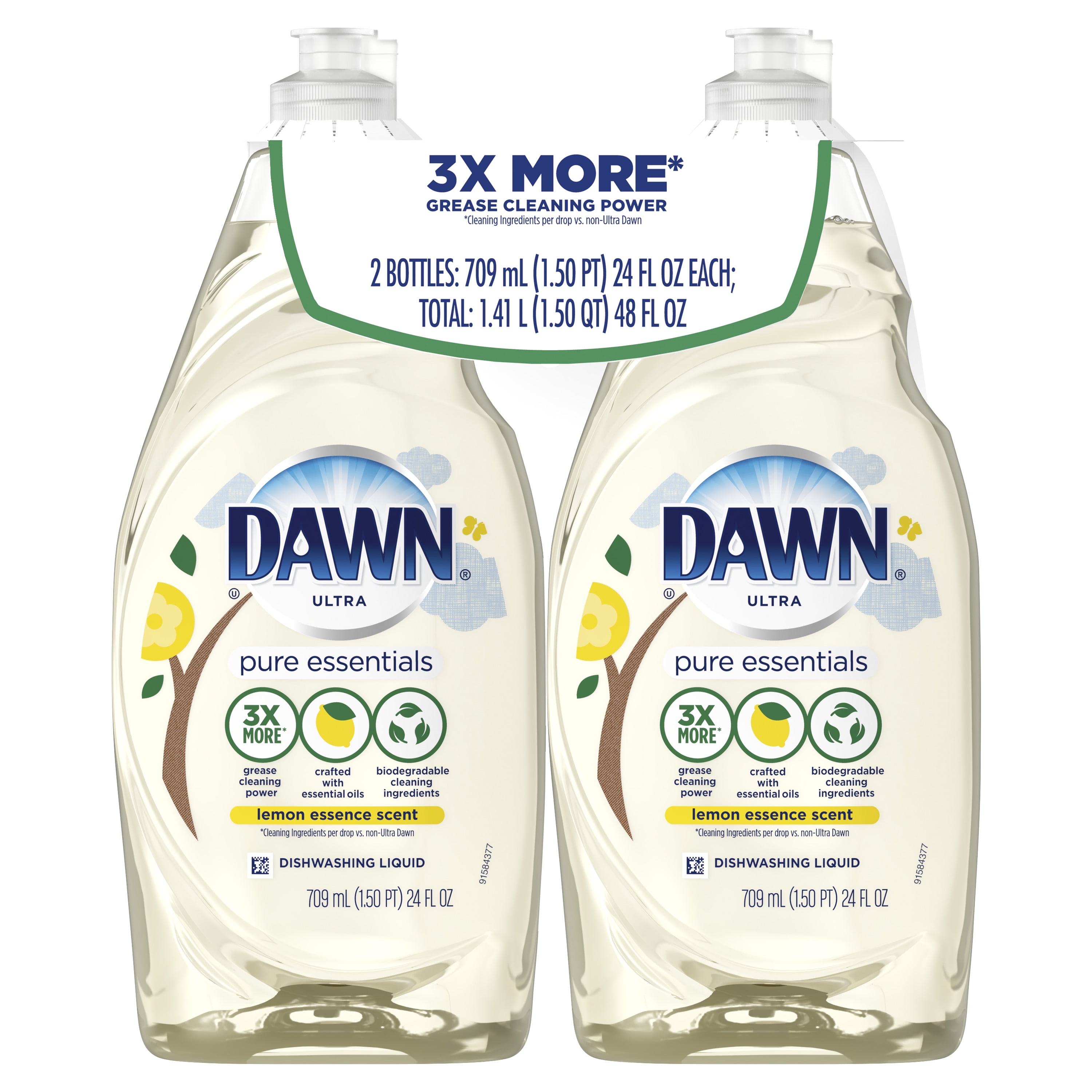 Dawn, Dishwashing Liquid, 24 fl oz, Lemon Essence Pack of 2 - Walmart.com