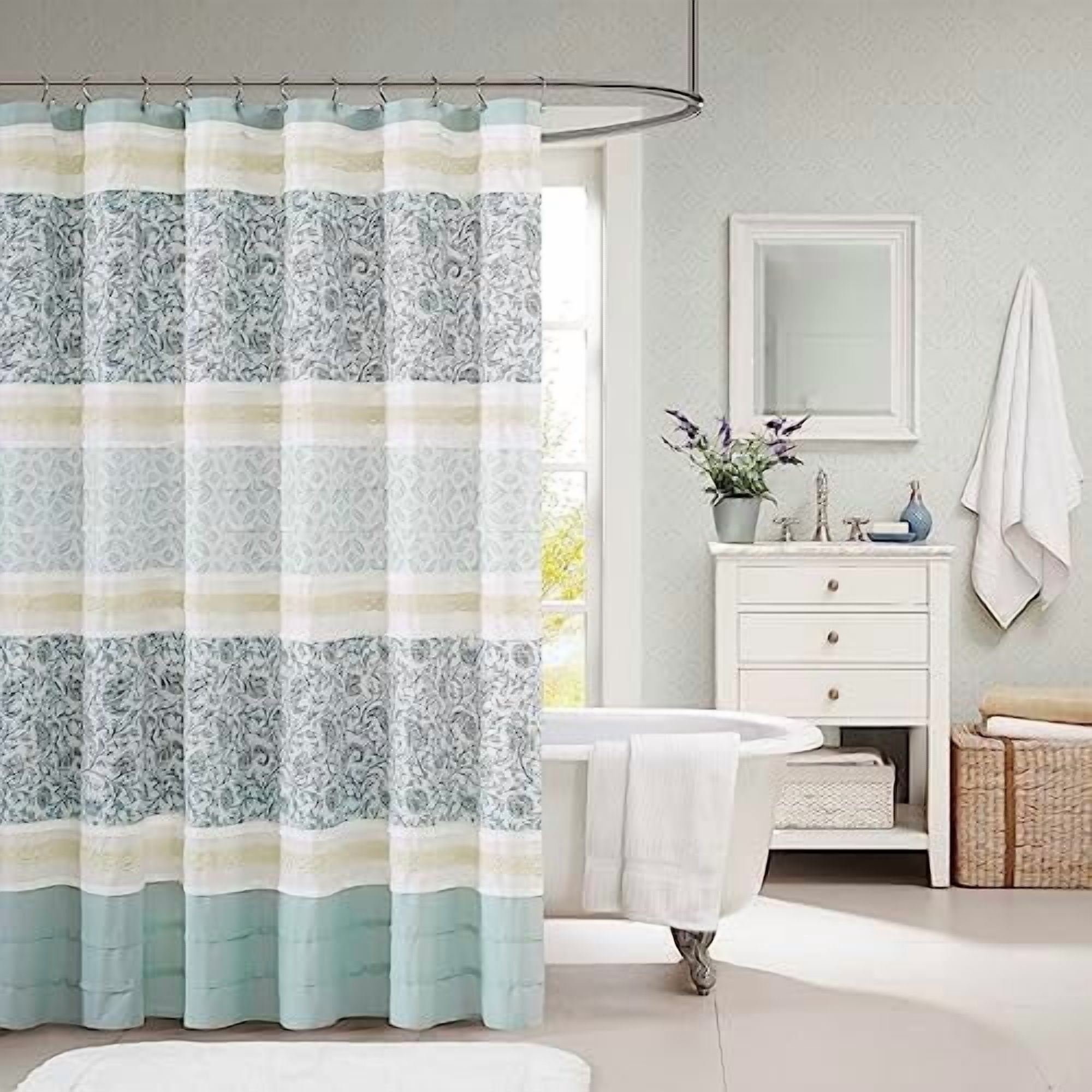 Dawn Modern Cotton Fabric Shower Curtain, Cottage/Country Print Design ...
