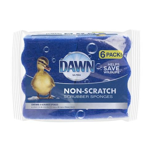 Dawn Non-Scratch Kitchen Dish Sponges, Blue (Pack Of 6) Packaging May ...