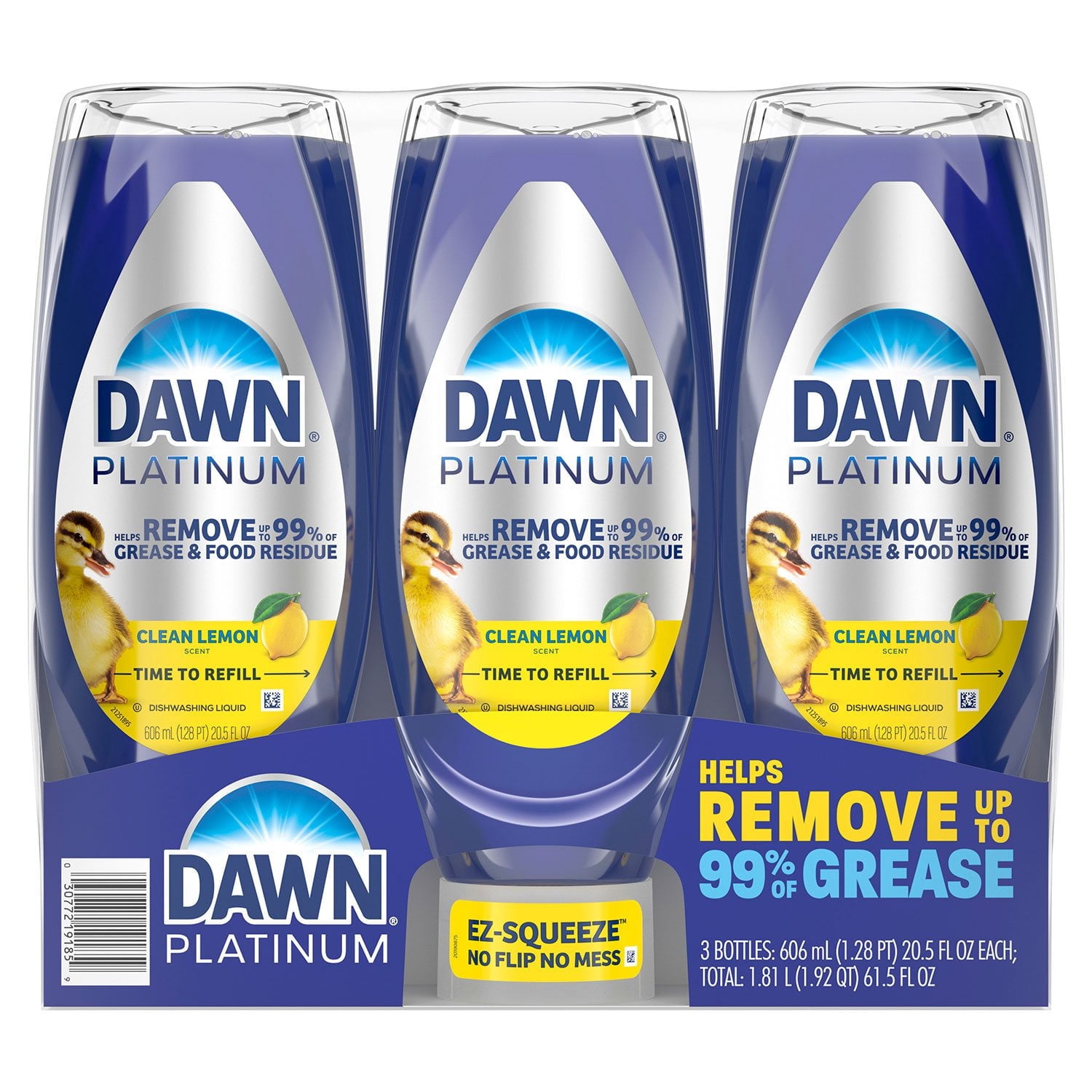 Dawn Platinum EZ- Squeeze Liquid Dish Soap, Lemon, 3 ct., 61.5 fl. oz ...
