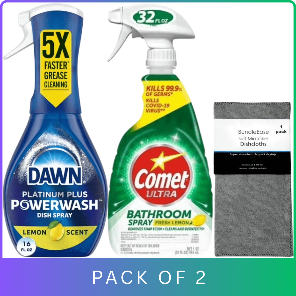 Dawn Platinum Lemon Dish Spray 16 fl oz & Comet Lemon Bathroom Cleaner ...