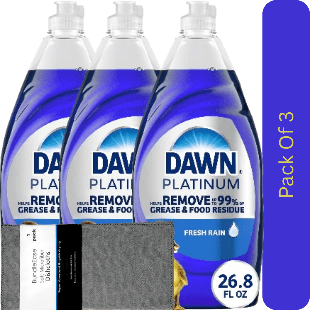 Dawn Platinum Liquid Dishwashing Soap, Fresh Rain Grease Removal, 26.8 ...