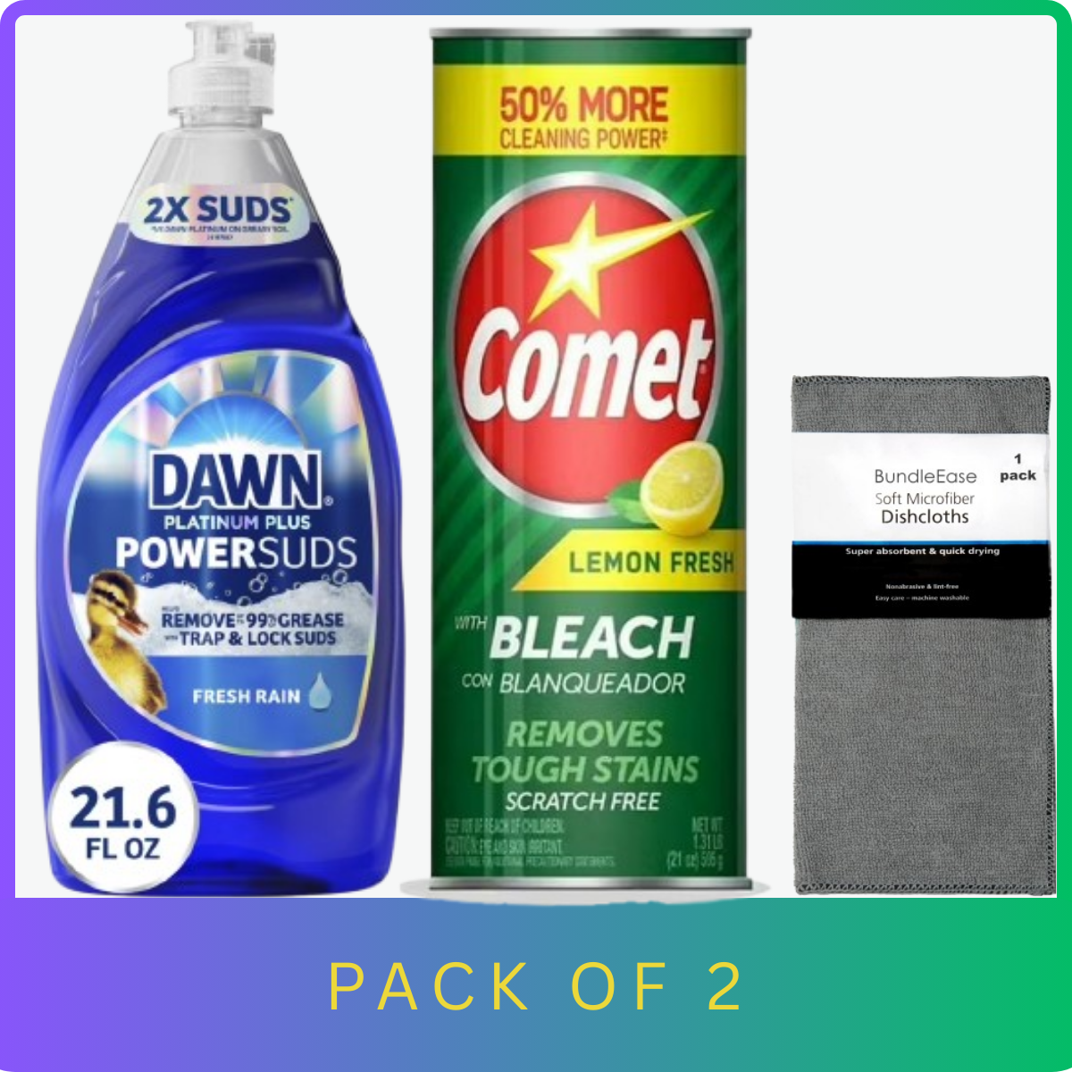Dawn Platinum Plus PowerSuds Dish Soap 21.6 oz & Comet Lemon Bleach ...