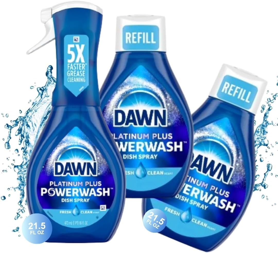 Dawn Platinum Plus Powerwash Dish Spray & Dish Soap Refill Set, Fresh ...