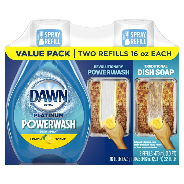 Dawn Platinum Powerwash Dish Spray, 16oz Lemon Scent Dish Soap Refill ...