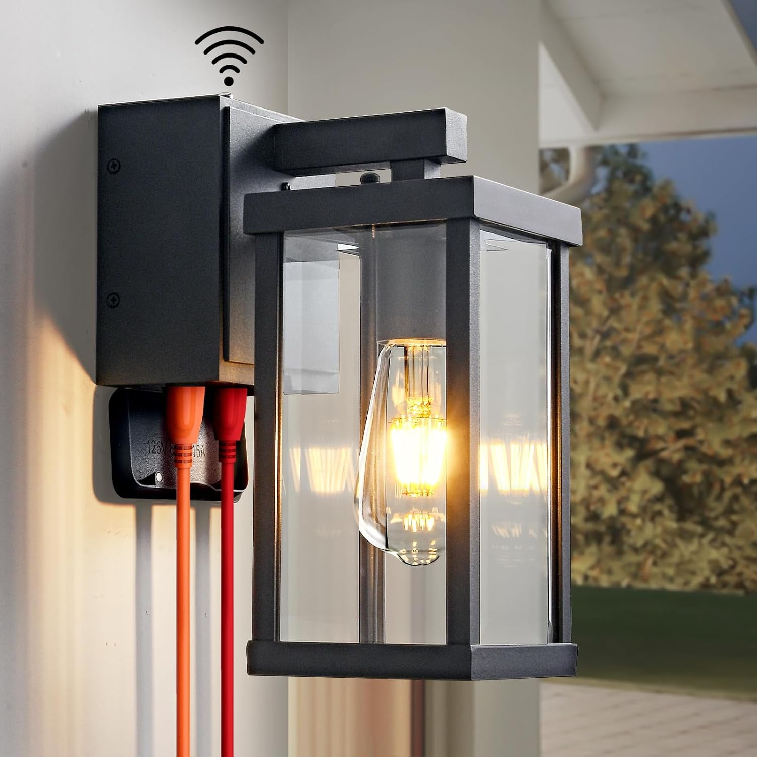 to Dawn Porch Lights with GFCI Outlets Waterproof Outdoor Wall Lights ...