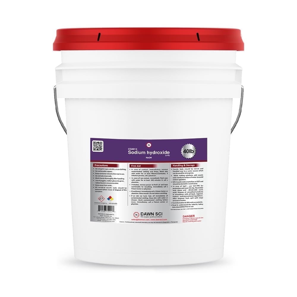 Dawn Scientific Sodium Hydroxide (Caustic Soda Beads) - 40 lb Pail ...