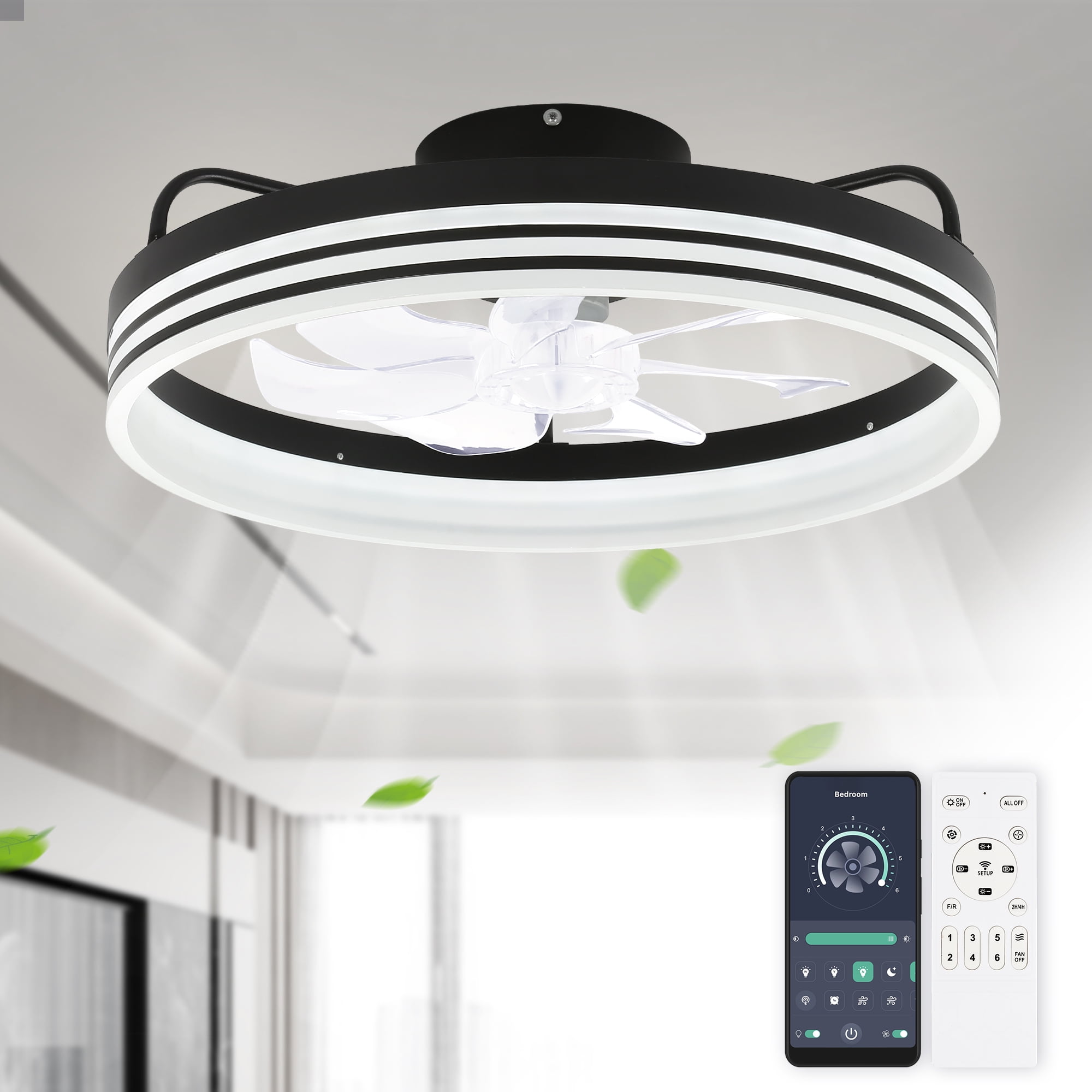 Dawn Whisper 20-inch 6 Speed Modern Style LED Circular Dimmable Fan ...