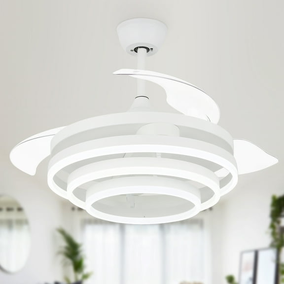 42 inch Smart Ceiling Fan with Light, Low Profile Flush Mount with ...