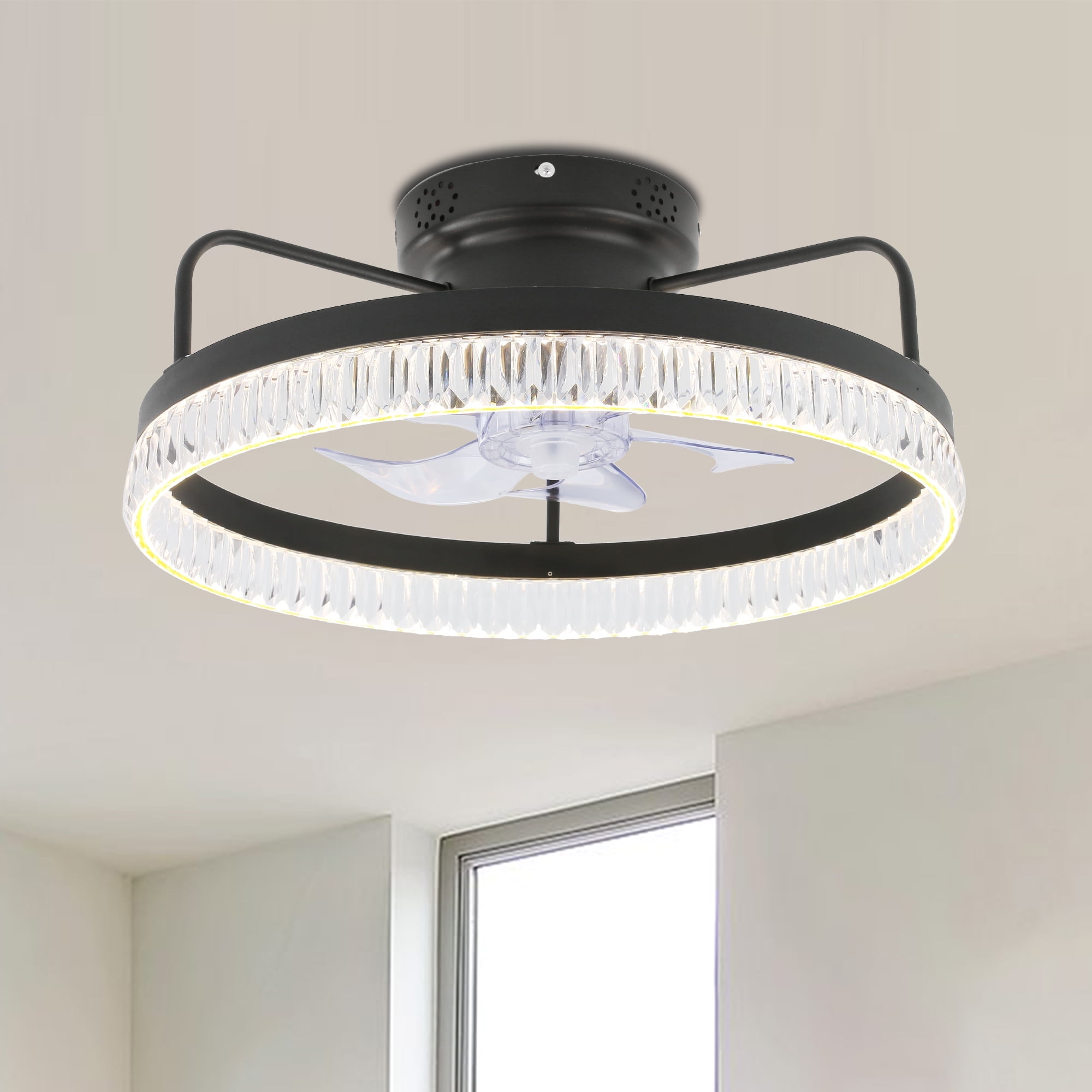 Dawn Whisper Ceiling Fan with Light Dimmable Enclosed 6 Speeds Flush ...