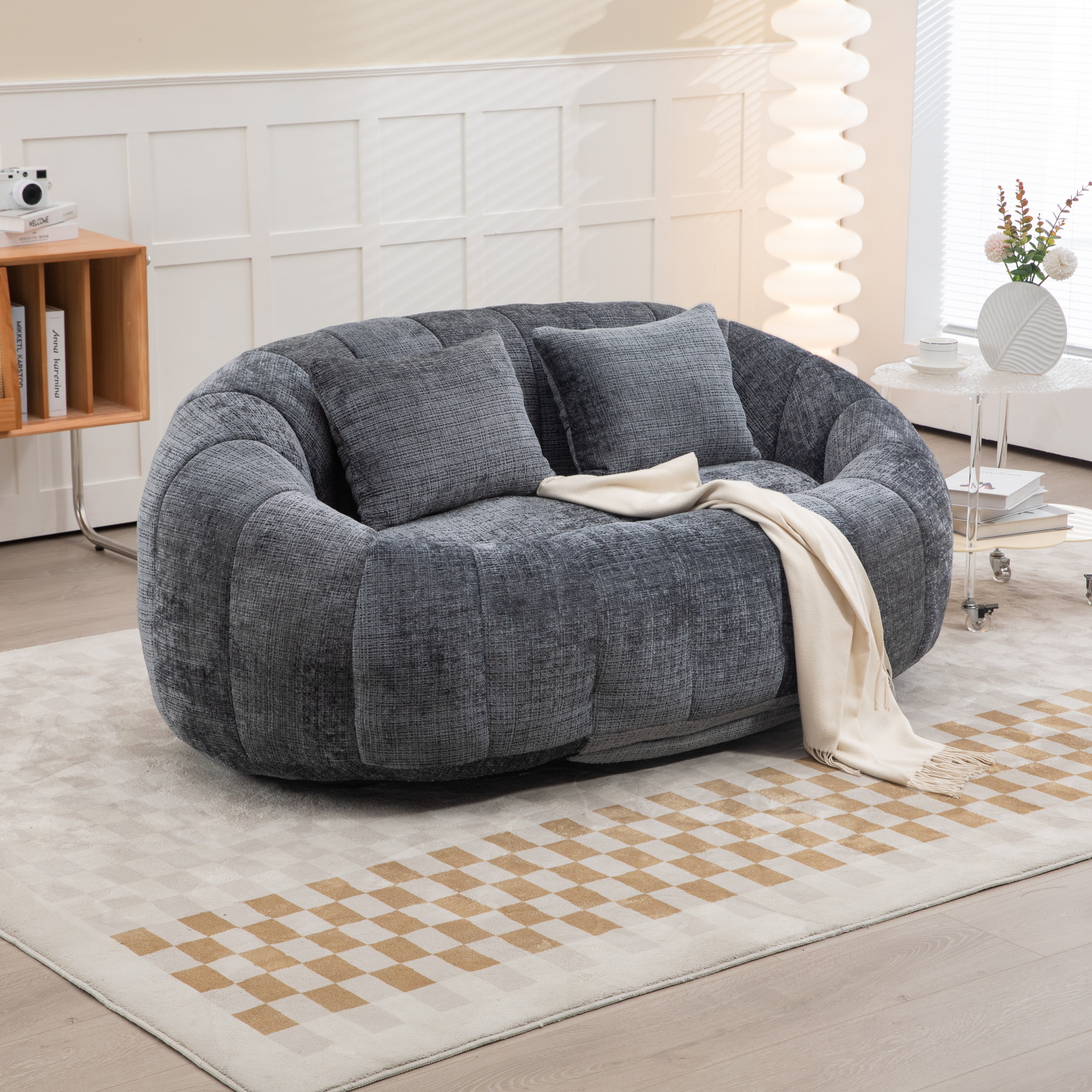 Dawn Whisper Chenille High Back Durable Bean Bag Sofa, Gray - Walmart.com