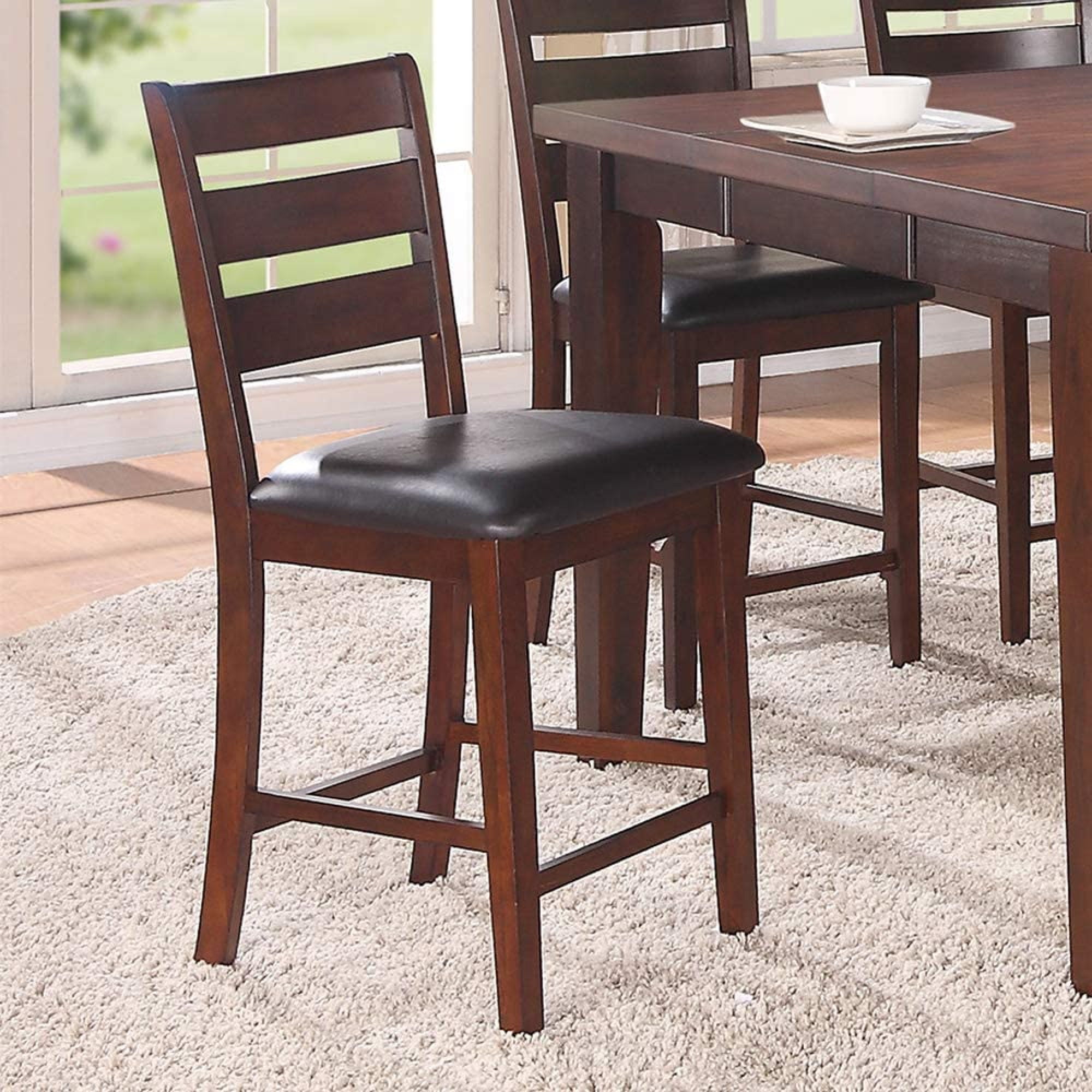 Dawn Whisper Contemporary Style Antique Walnut Wood Counter Height Chairs, Set of 2 - Walmart.com