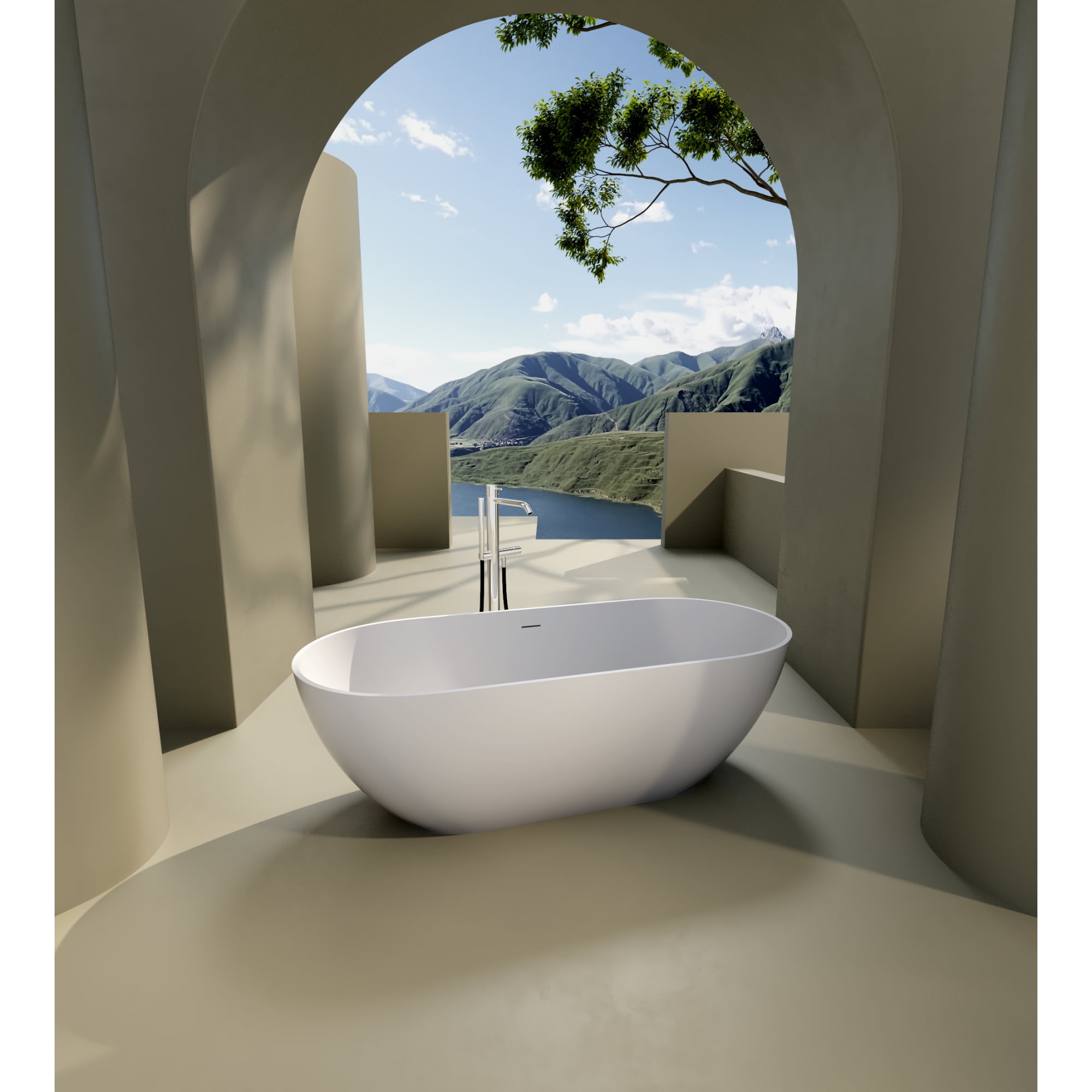Dawn Whisper Luxurious Handcrafted Solid Surface Freestanding Bathtub, Relaxation & Rejuvenation ...