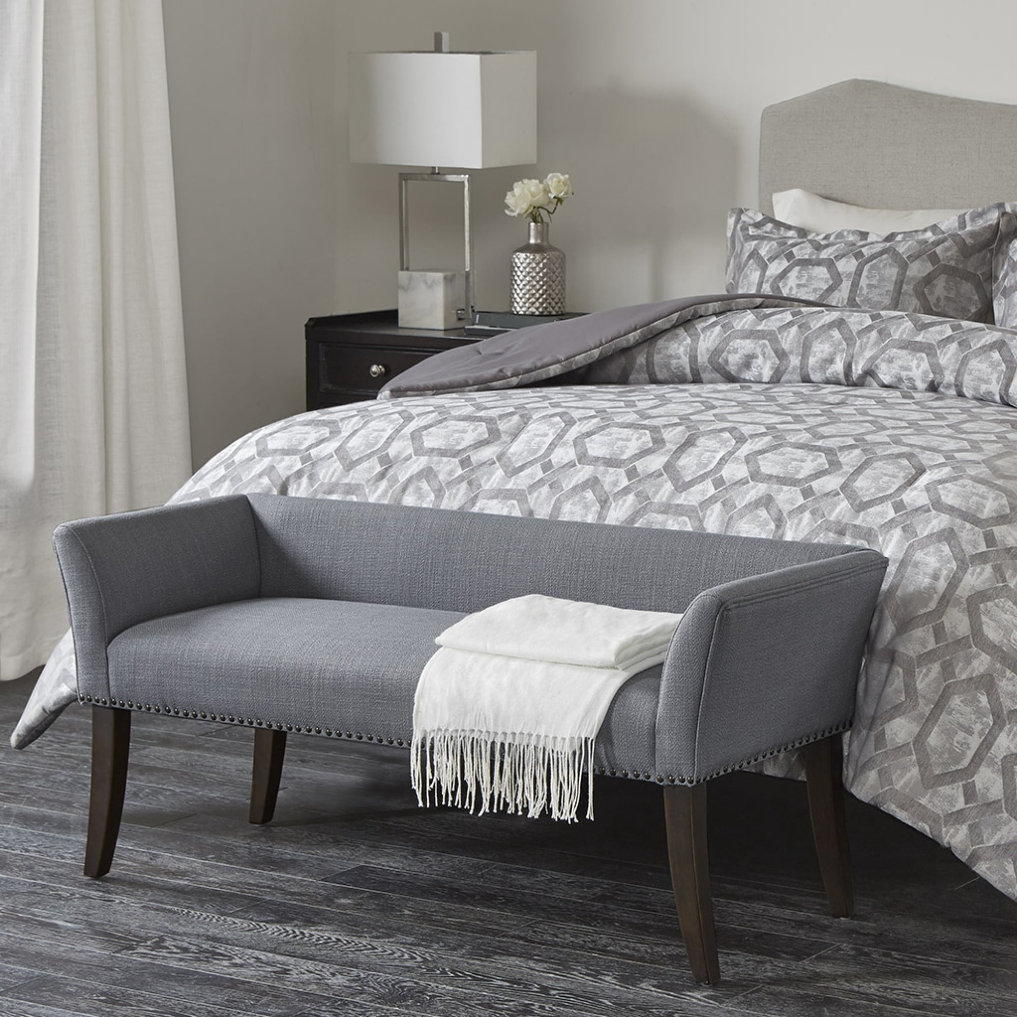 Dawn Whisper Madison Park Welburn Accent Bench, Slate Blue - Walmart.com