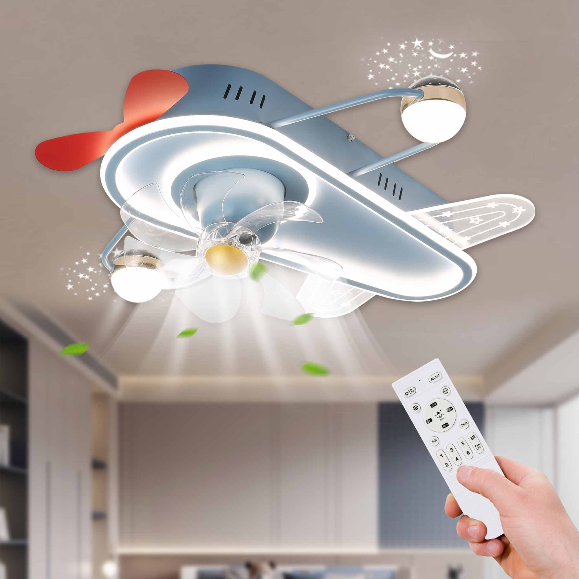 Dawn Whisper Noiseless Ceiling Fan with LED Lights and Remote Timing ...