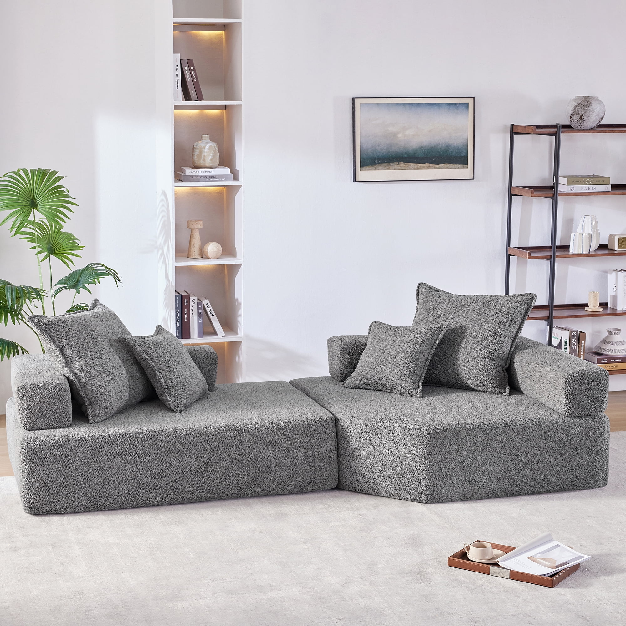 Dawn Whisper Oversized Modular Sectional Sofa, Luxury Boucle Floor ...