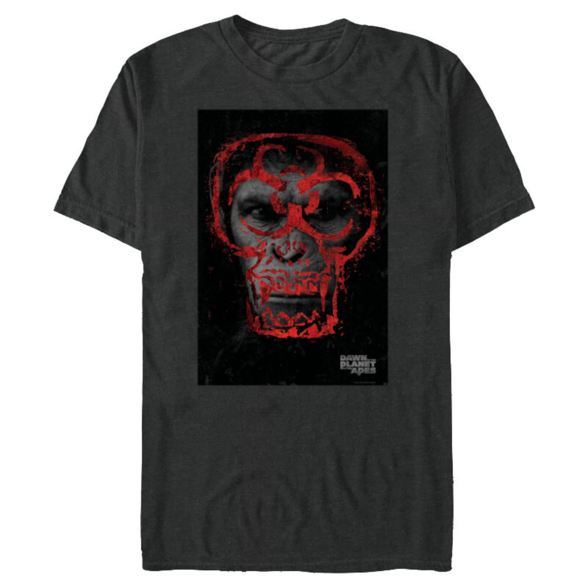 Dawn of the Planet of the Apes Biohazard Symbol Caesar Face - Short Sleeve Blended T-Shirt for ...