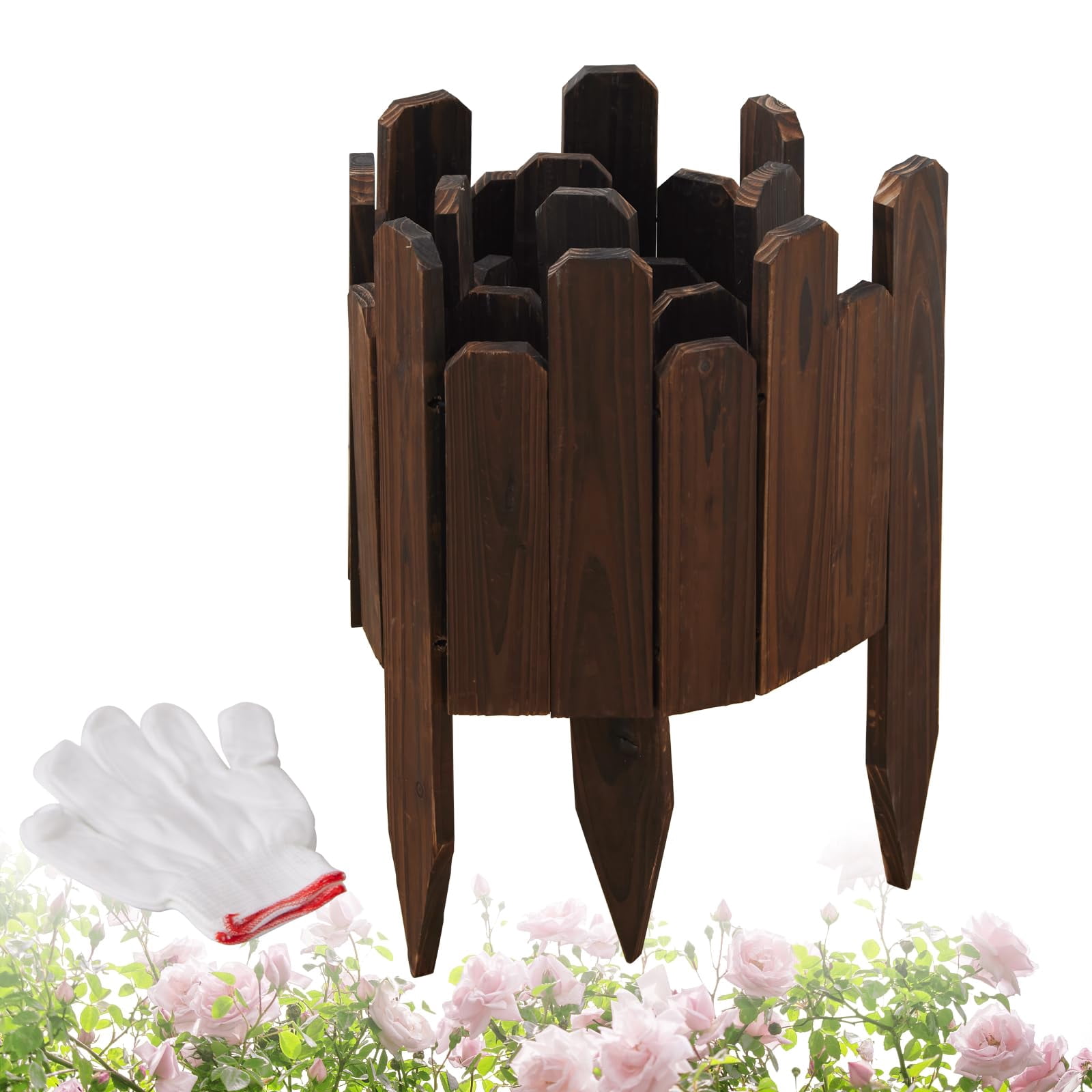 Dawnyard 2pcs Wood Garden Edging Border Wood Garden Fence Decorative ...