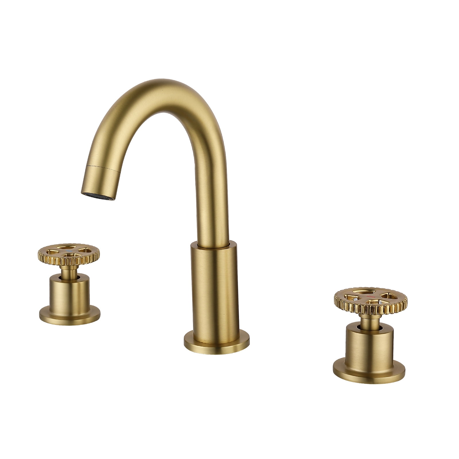 Dawot 6" Bathroom Sink Faucet, Brushed Gold 3 Hole 2 Handle Vanity ...