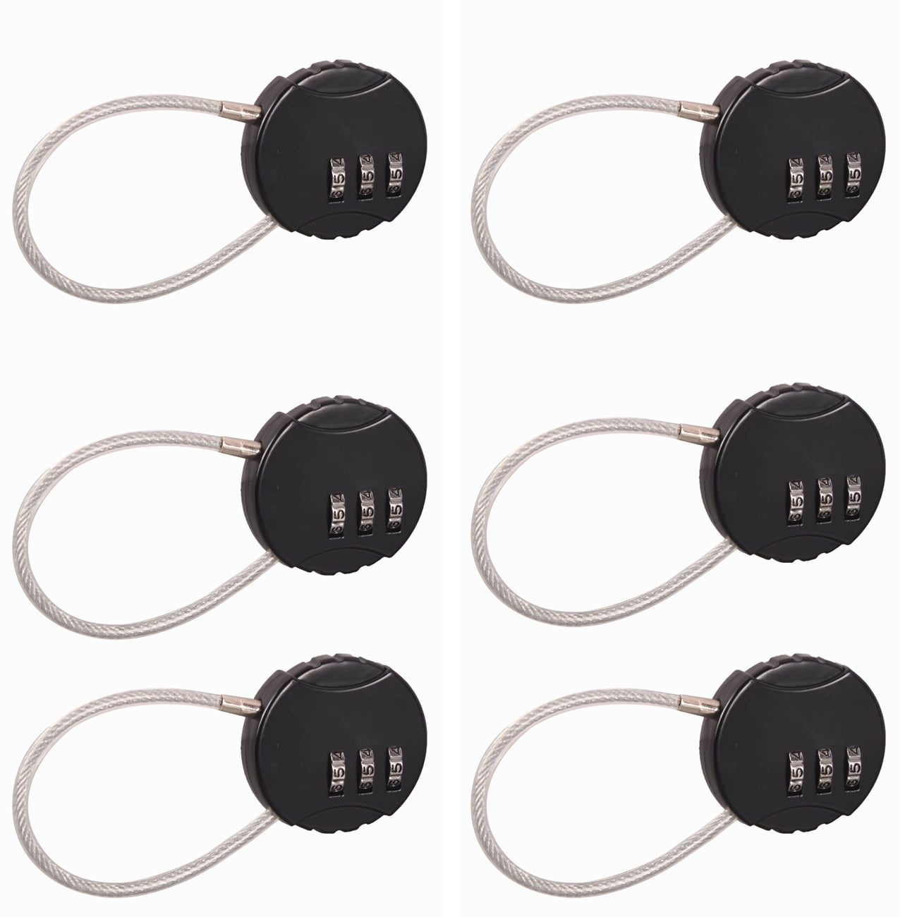 Dawot 6x Combination Locks 3 Digit Pin Combo Padlock Travel Padlock for ...