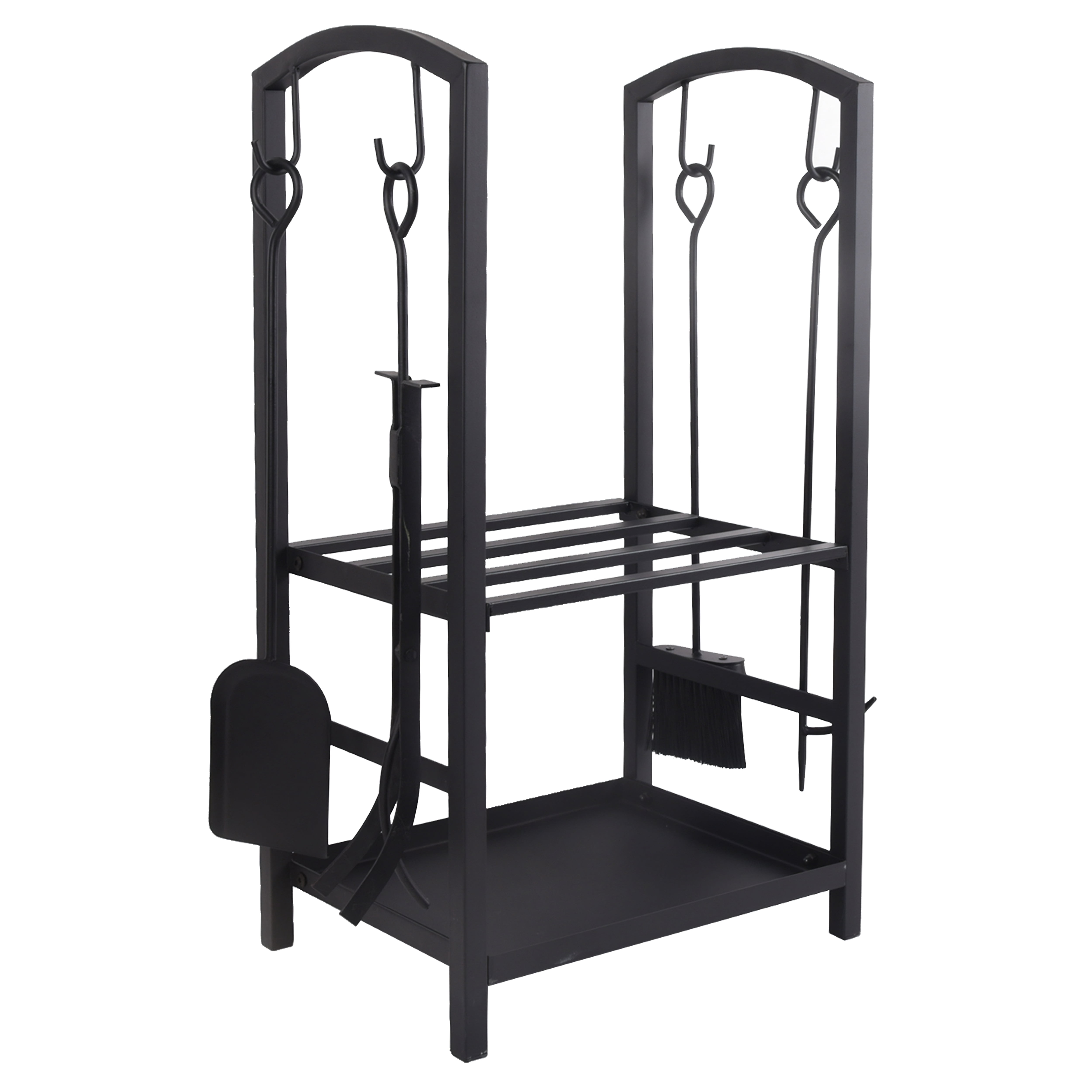 Dawot Firewood Rack, Outdoor Log Holder Rack with Fireplace Tools set ...