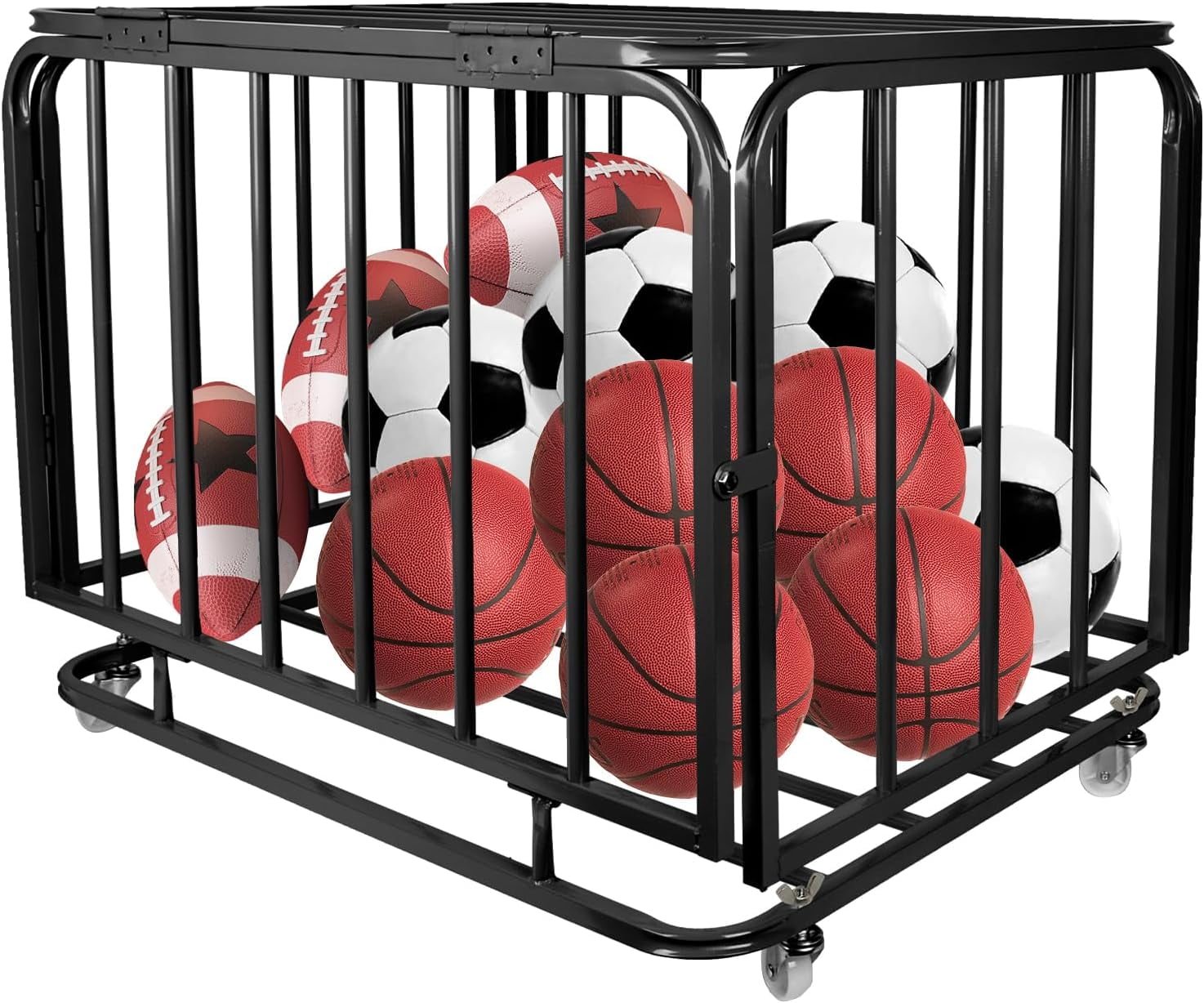 Dawot Garage Ball Storage with Wheels, Outdoor Toy Storage Rolling Cart ...