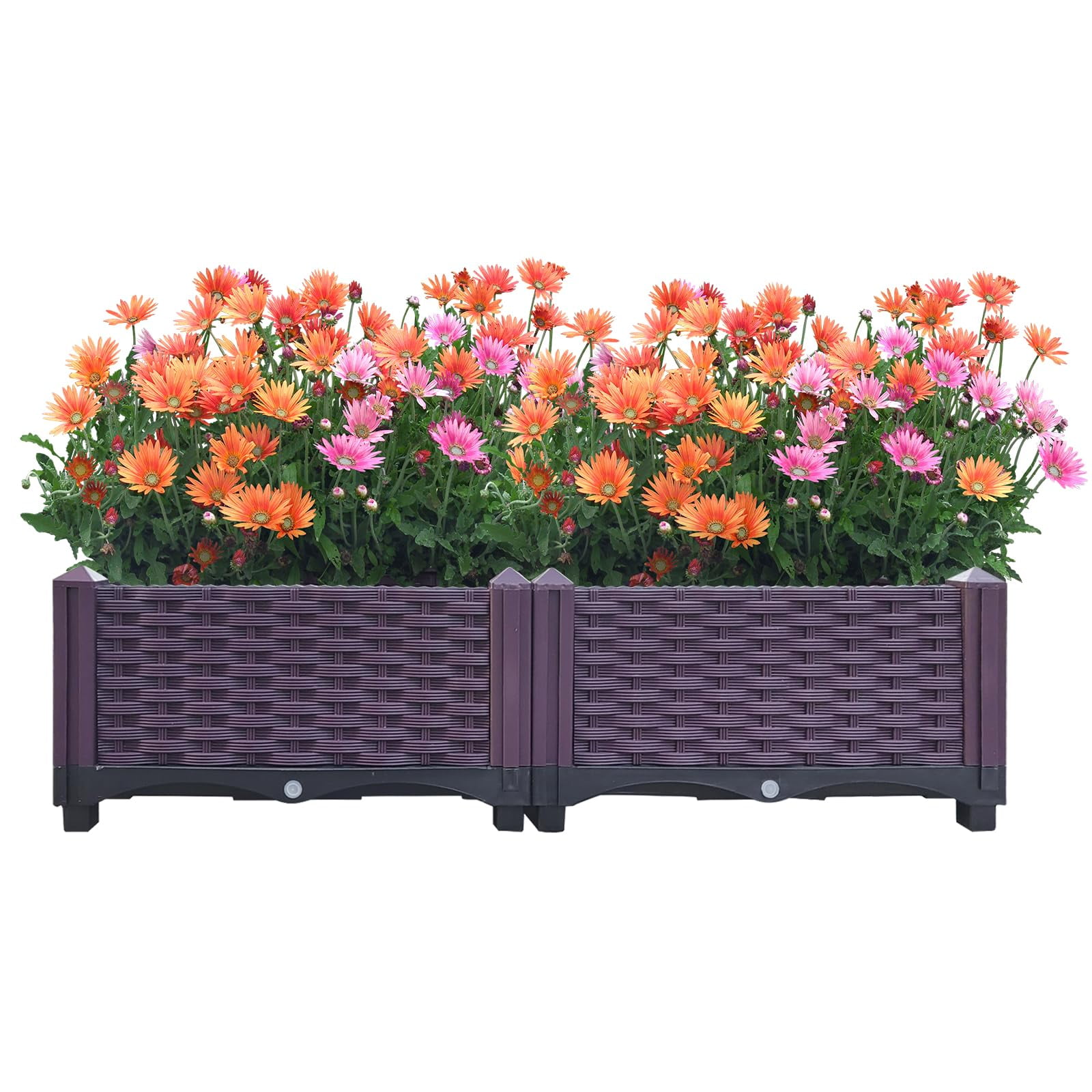 Dawot Plastic Raised Garden Bed, Set of 2 Planter Grow Boxes 8.7’H ...