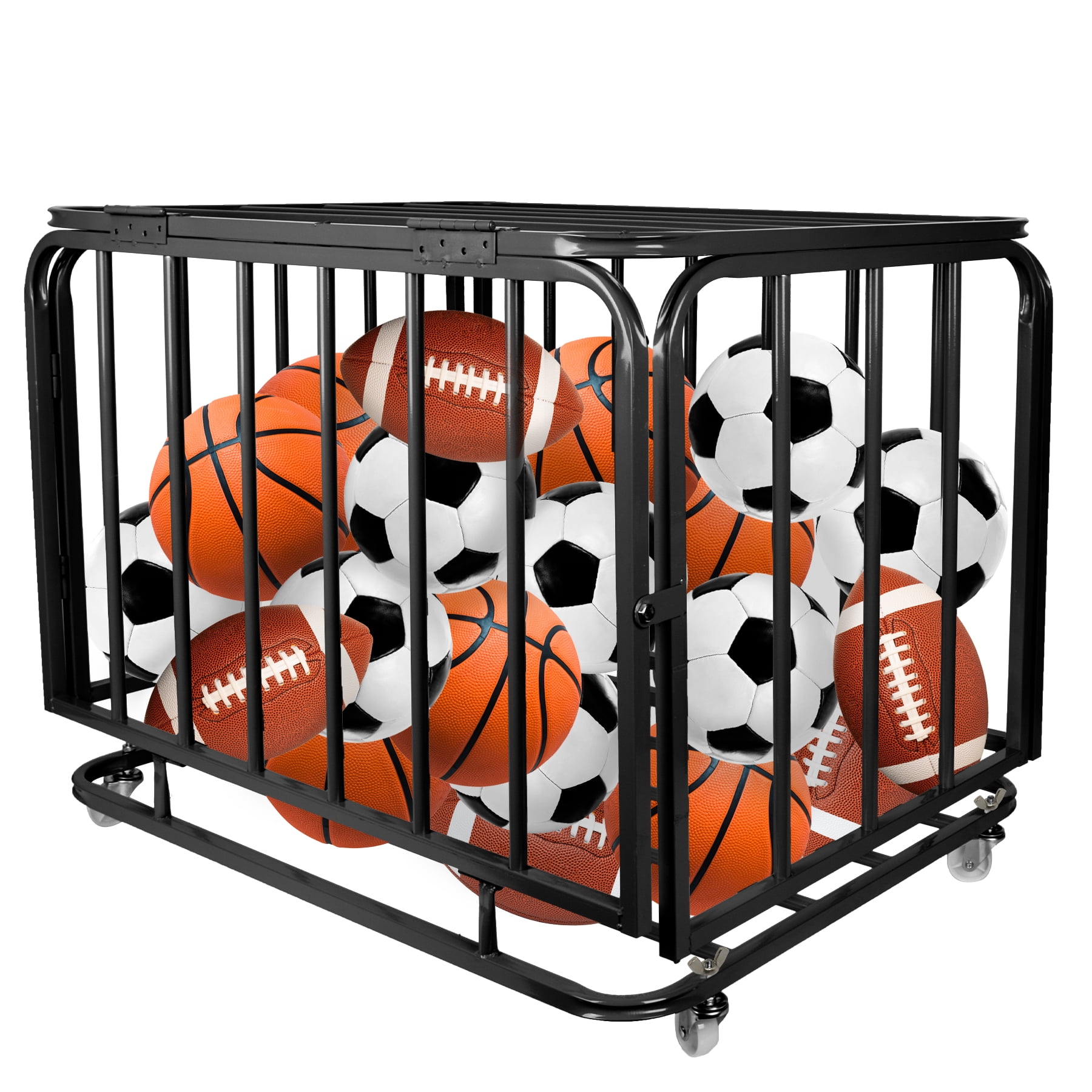 Dawot Rolling Ball Cart Foldable Mental Sports Ball Storage Cart with ...