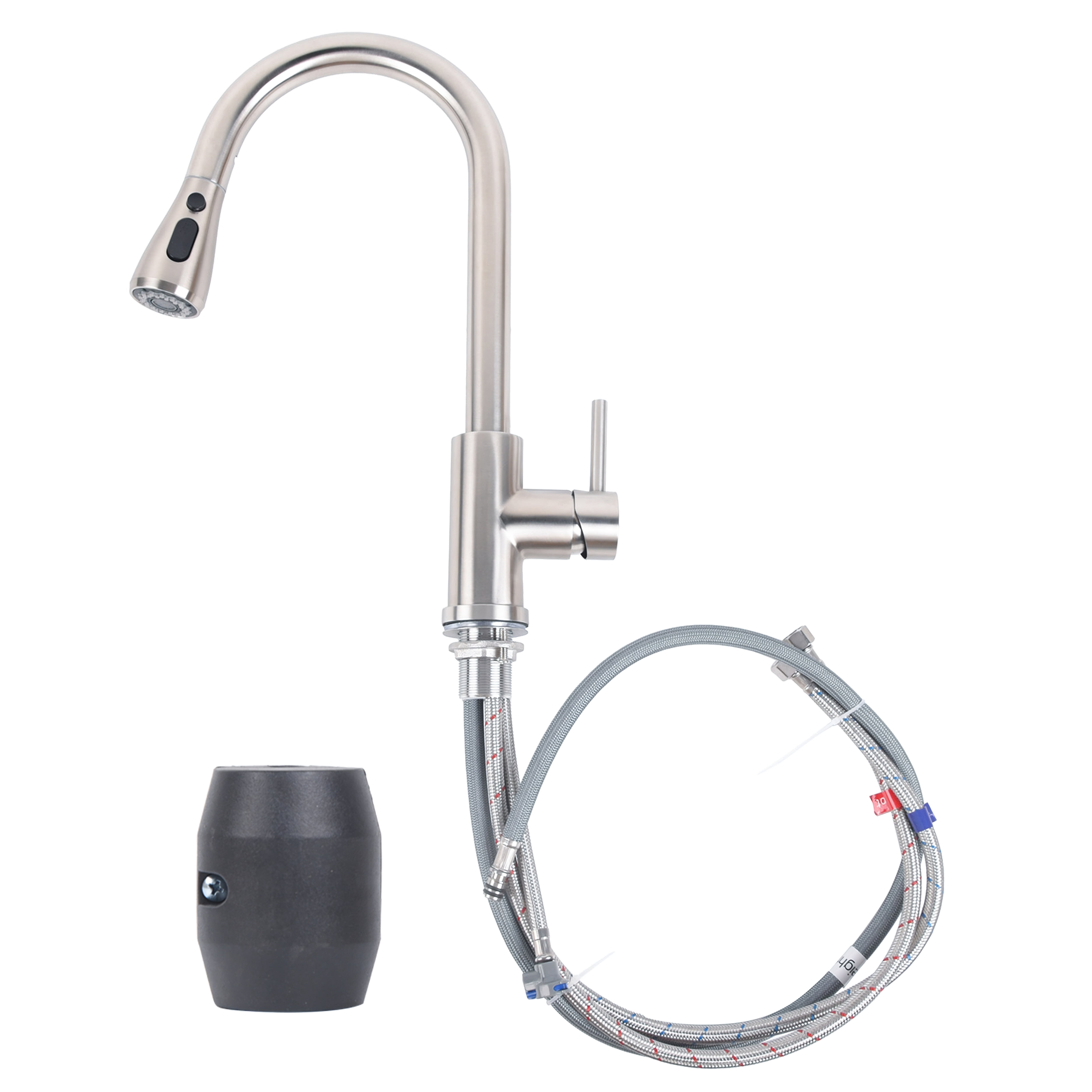 Dawot Sink Faucet, Pull Down Sprayer Brushed Nickel Kitchen Faucet ...