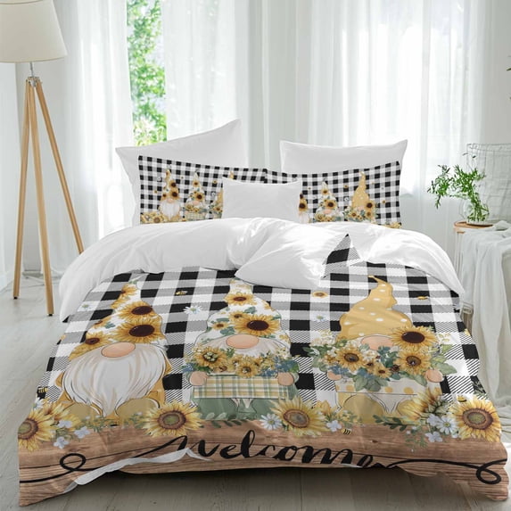 Dawrf with Sunflower California King Size Bed Set,Farm Buffalo Black ...