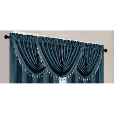 Bridget Crushed Satin Valance with Beaded Trim, Red - Walmart.com