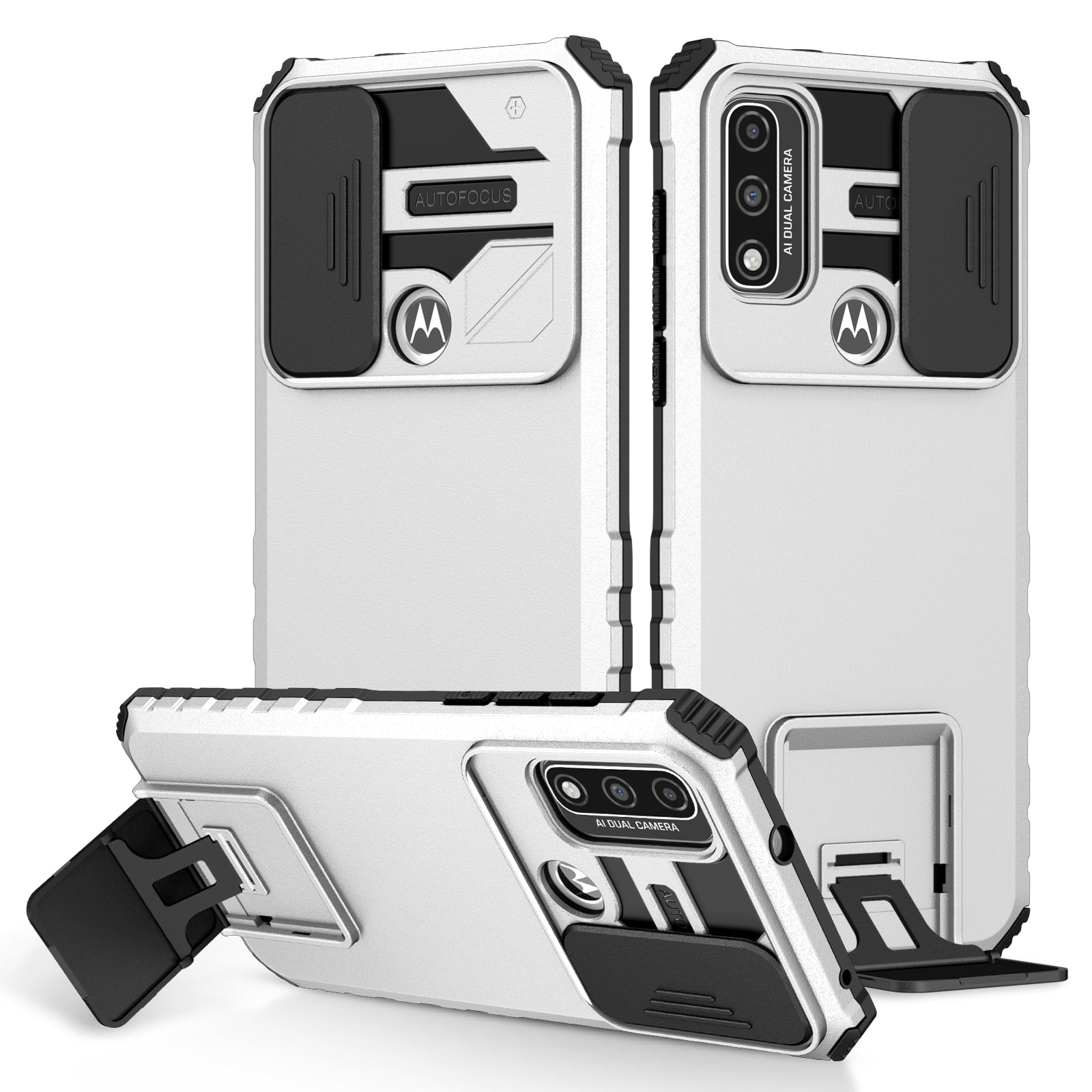 Daxi Moto G Pure 2021 Case with Built-in Sliding Lens Guard Ring Stand ...