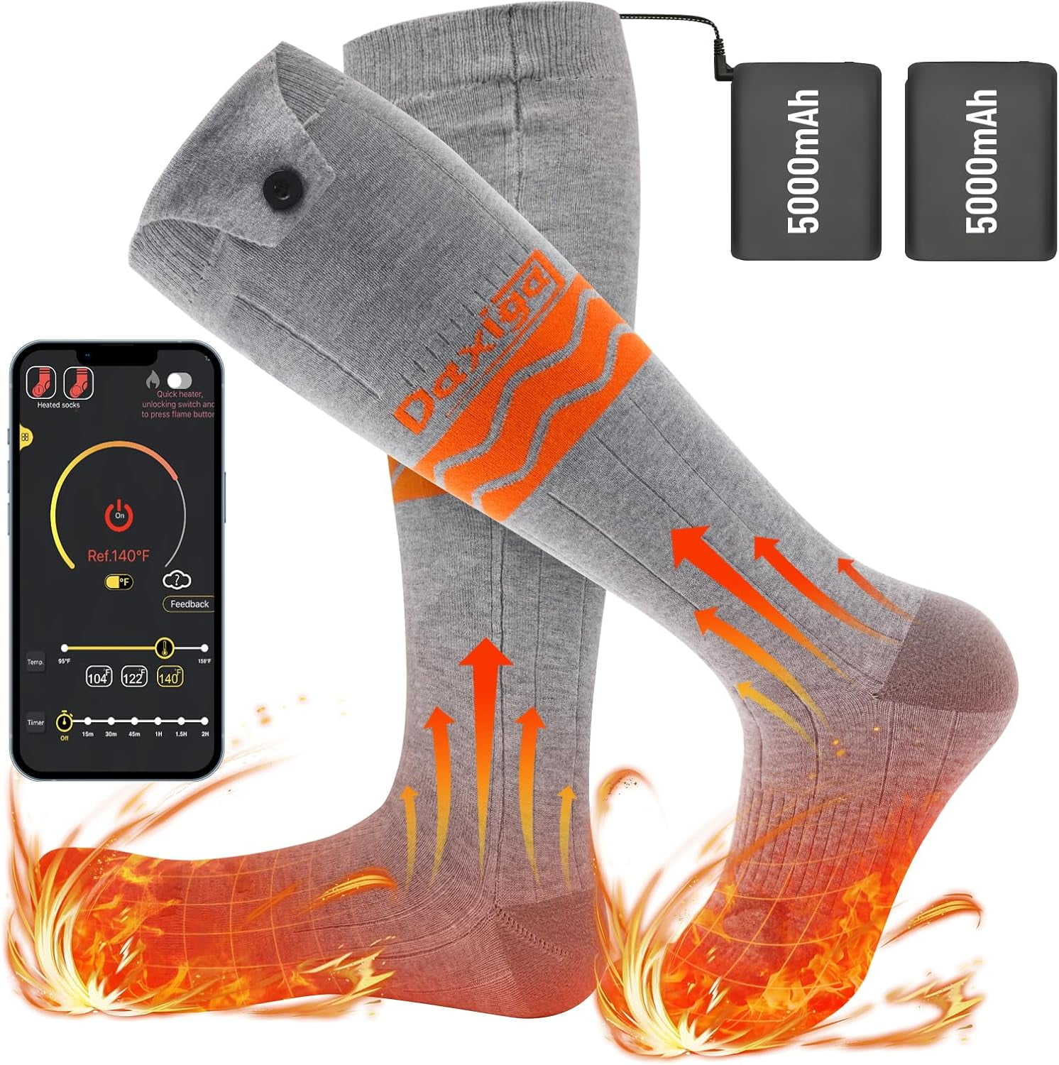 Daxiga Rechargeable Electric Heated Socks for Men & Women - Walmart.com
