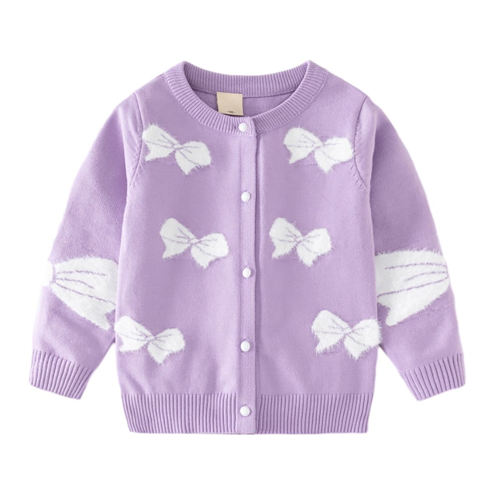 Daxin Kids Girls Knitted Cardigan Sweater Crewneck Knit Button Closure ...
