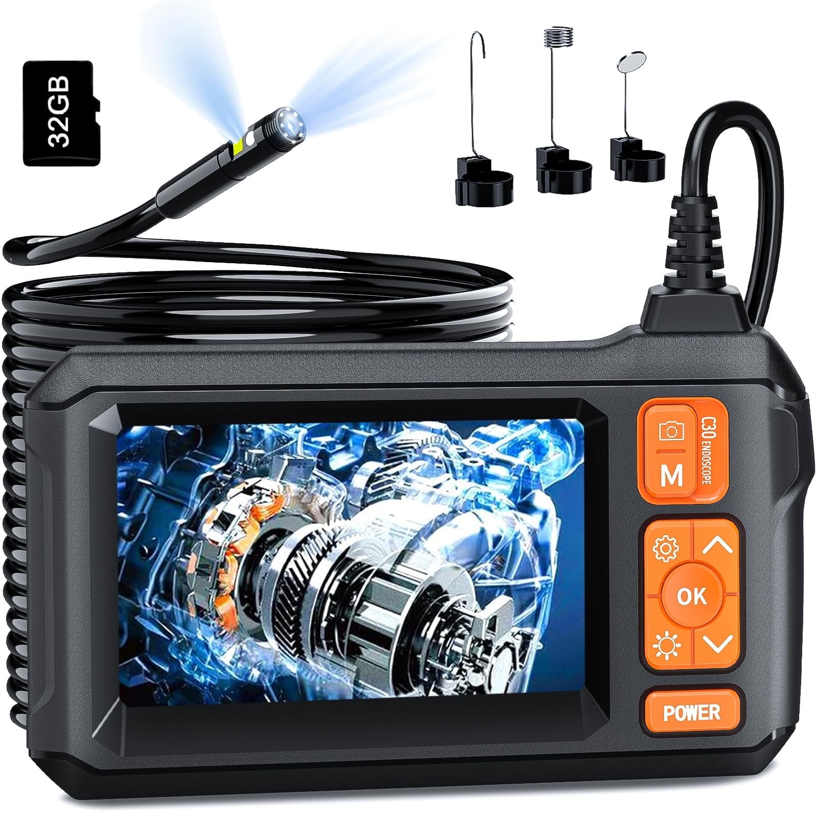Daxiongmao IP67 Waterproof 16.5ft Endoscope Camera with Light, 1080P HD ...