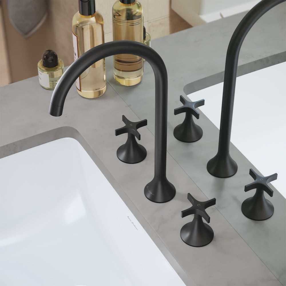Daxton 8 in. Widespread, Cross Handle, Bathroom Faucet in Matte Black ...