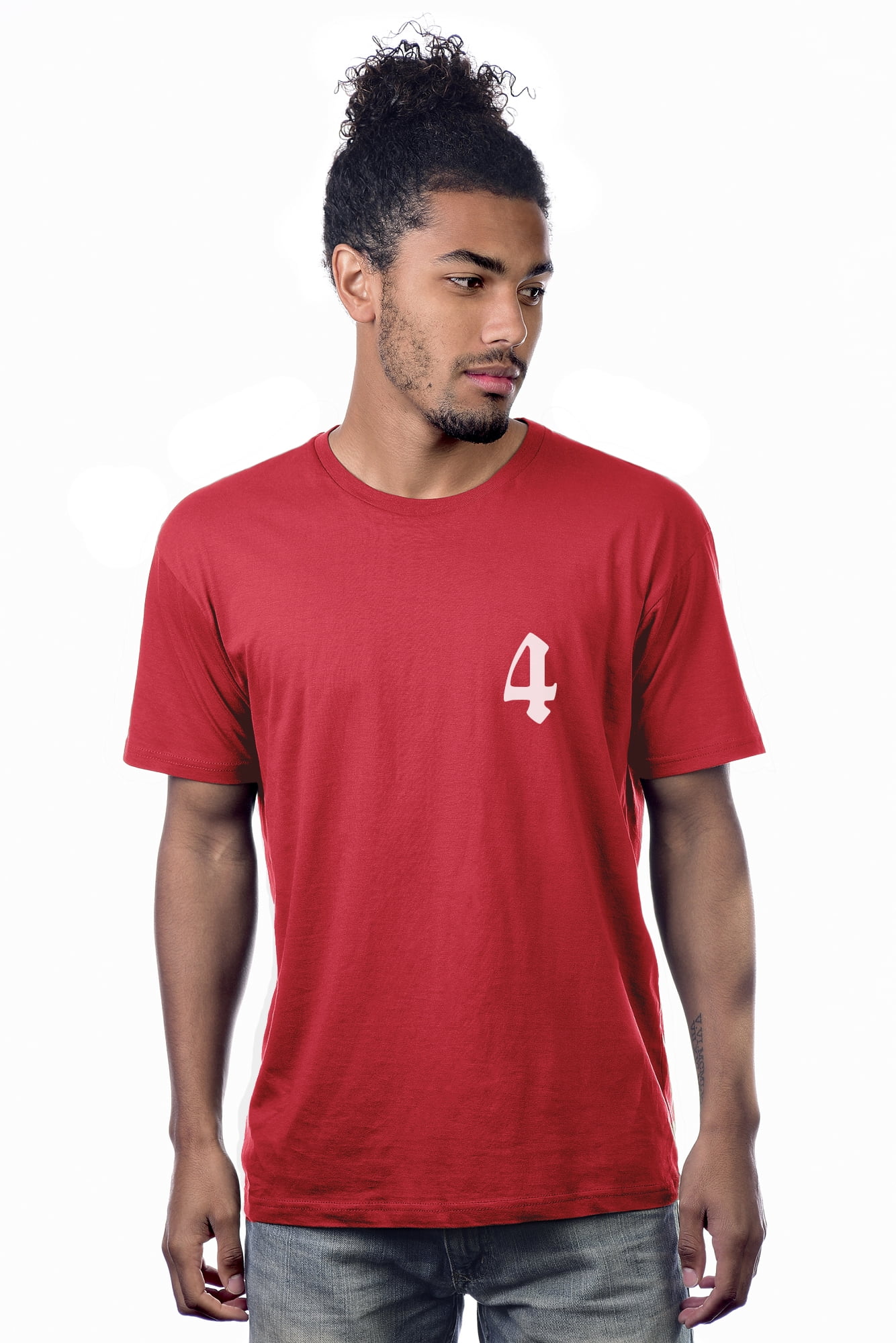 Daxton Adult Unisex Red Tshirt Custom White Old English Numbers and ...