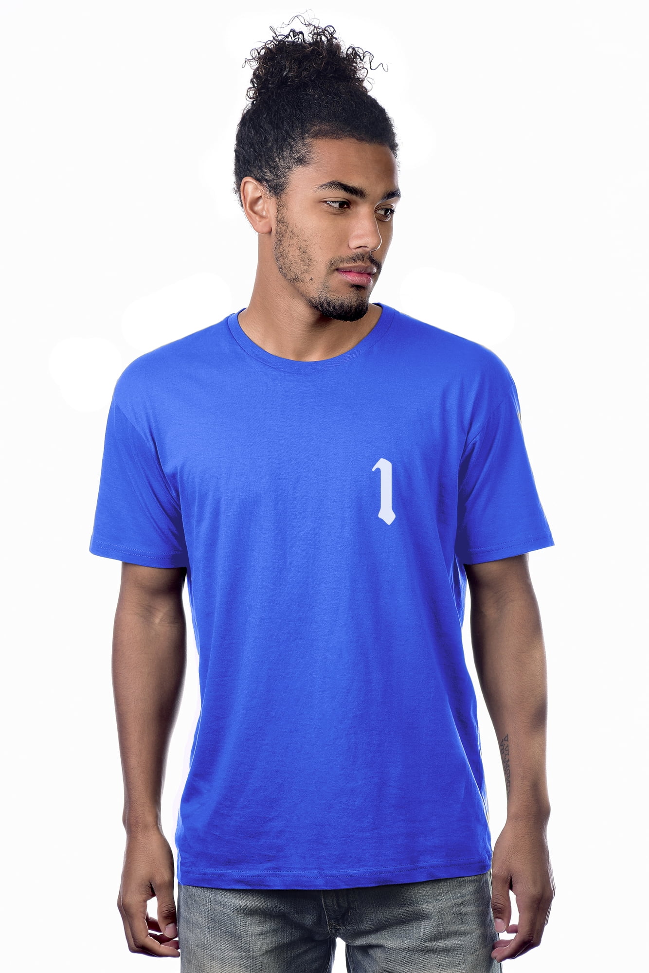 Daxton Adult Unisex Royal Tshirt Custom White Old English Numbers and ...