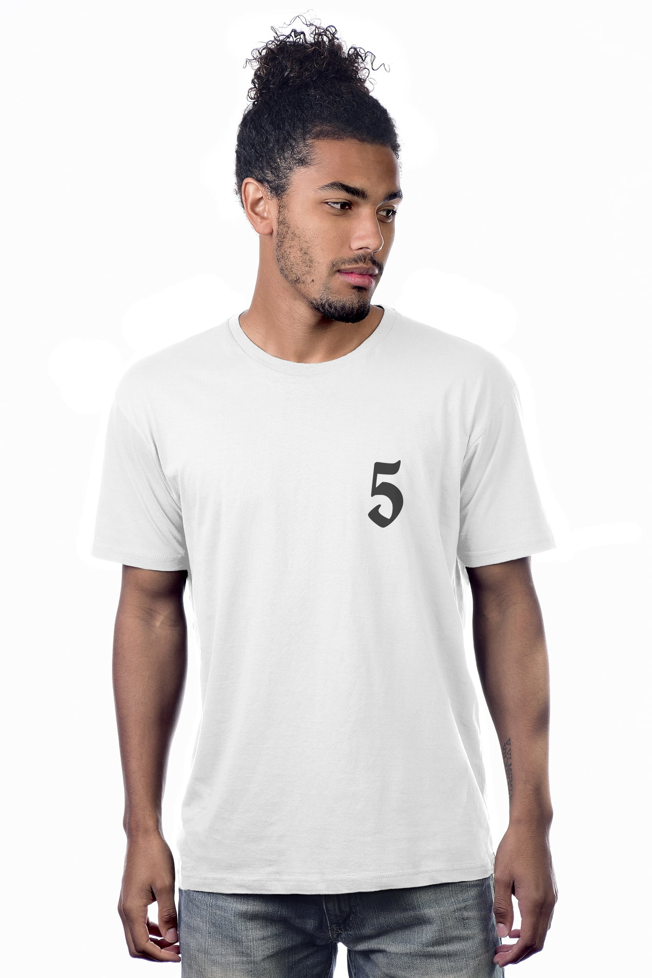 Daxton Adult Unisex White Tshirt Custom Black Old English Numbers and ...