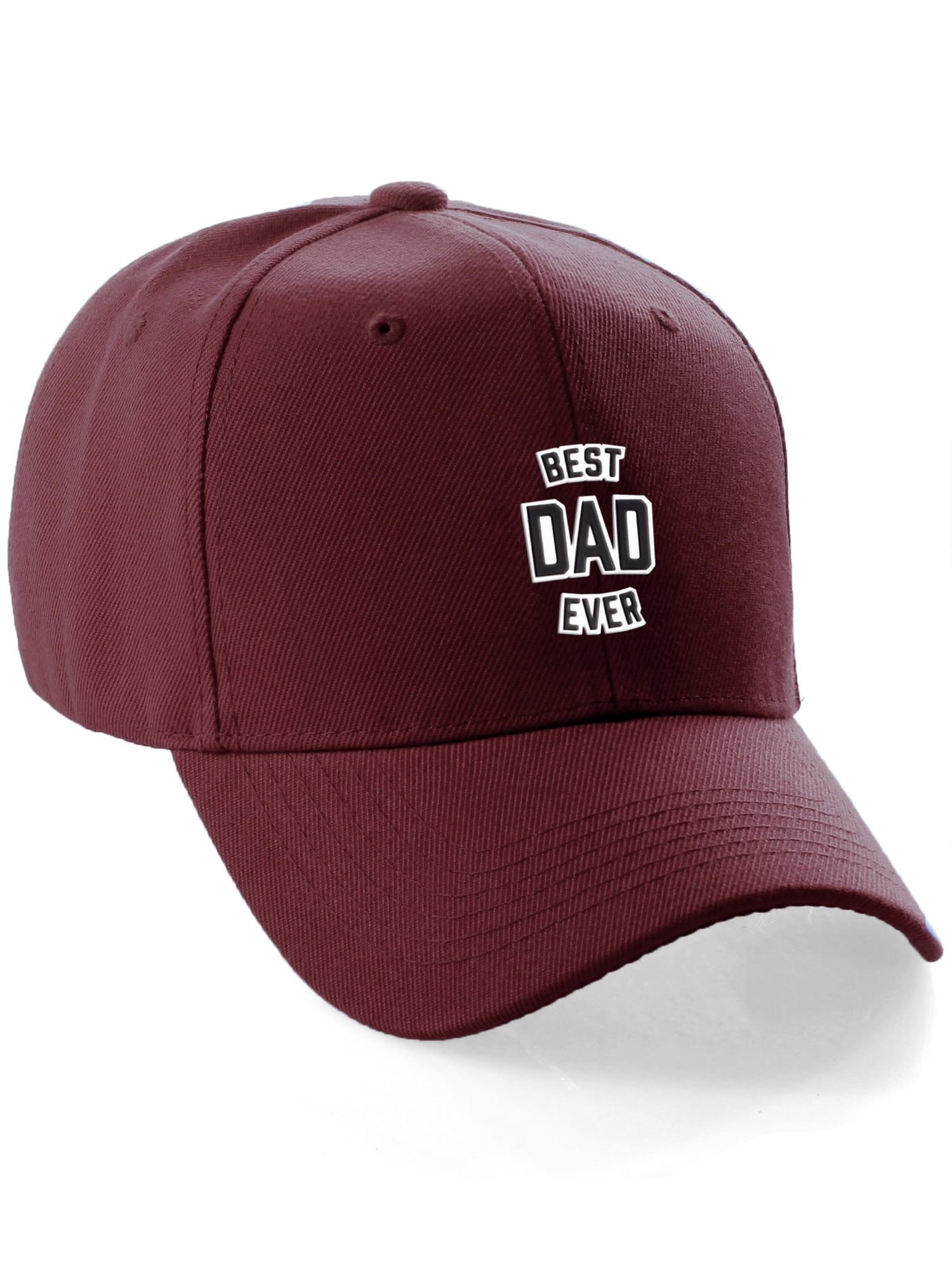 Daxton Best Dad Ever Curve Visor Bill Baseball Hat Cap, Burgundy Hat ...