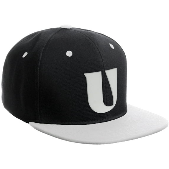 Daxton Classic Snapback Hat 3D Capital Alphabet Letters Flat Bill Visor Cap, Black White Hat ...