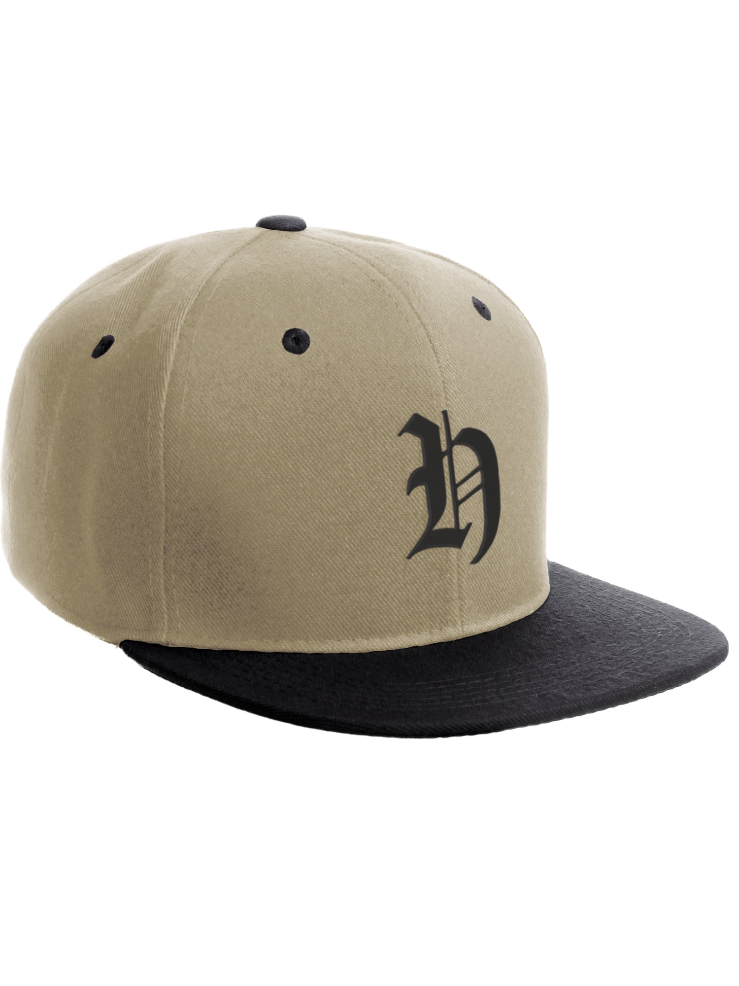 Daxton Classic Snapback Hat Old English Font Alphabet A to Z Flat Bill Visor Cap, Khaki Black ...