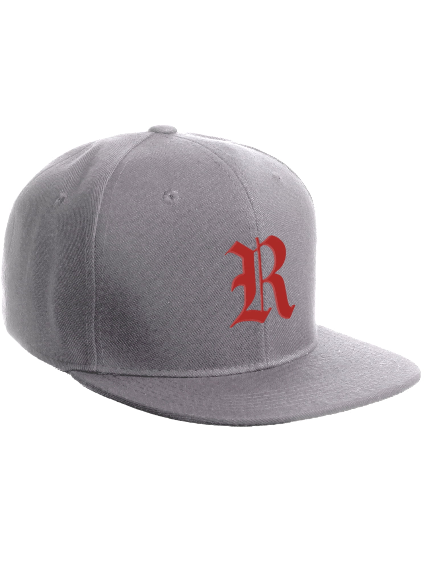 Daxton Classic Snapback Hat Old English Font Alphabet A to Z Flat Bill Visor Cap, Light Grey Hat ...
